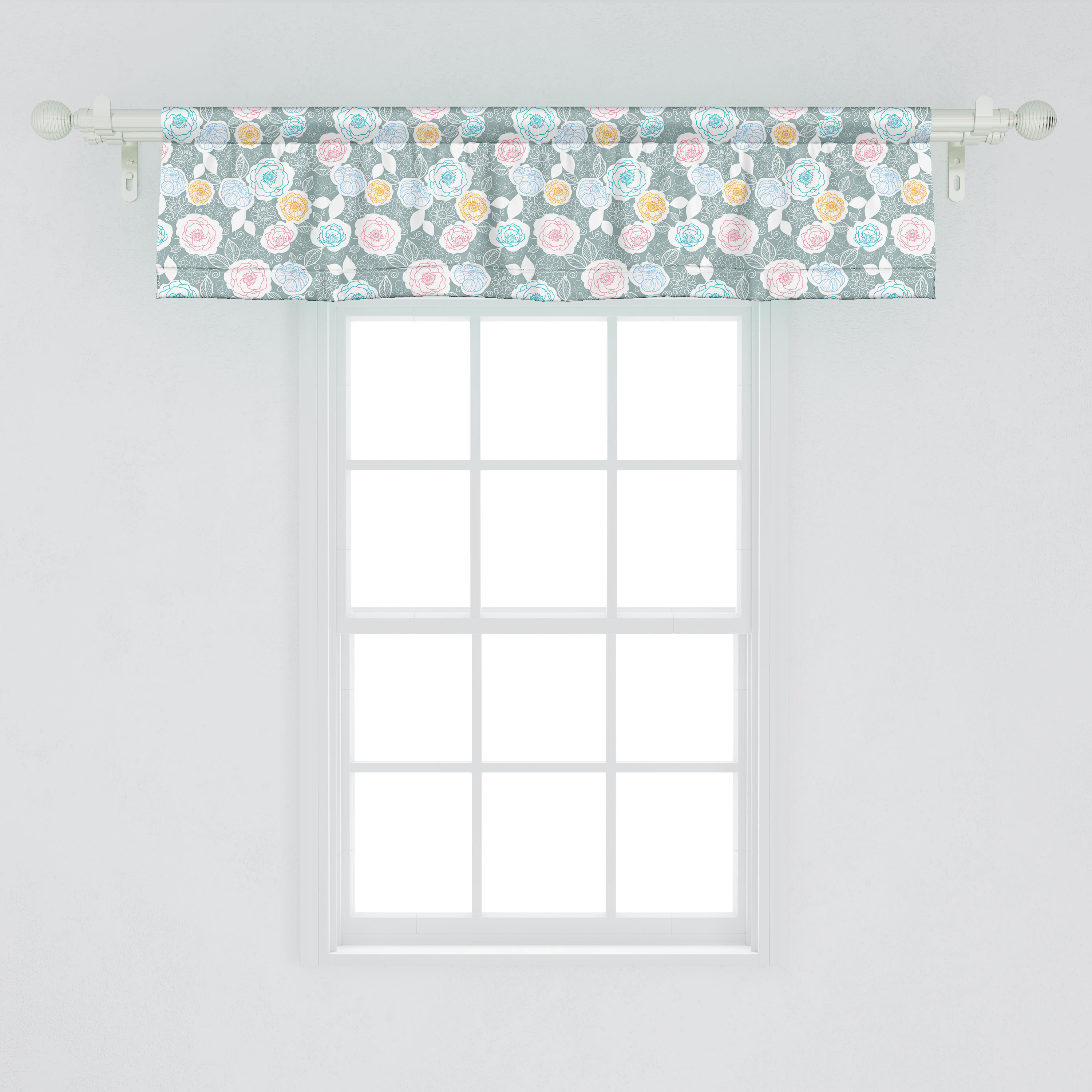 Ambesonne Pastel Valance Pack of 2 Ornate Spring Yard Theme 54 ...