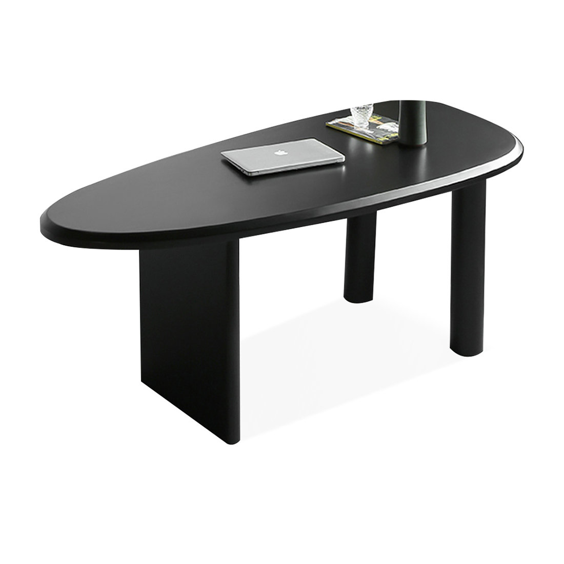 George Oliver Black Free Form Solid Wood desk | Wayfair