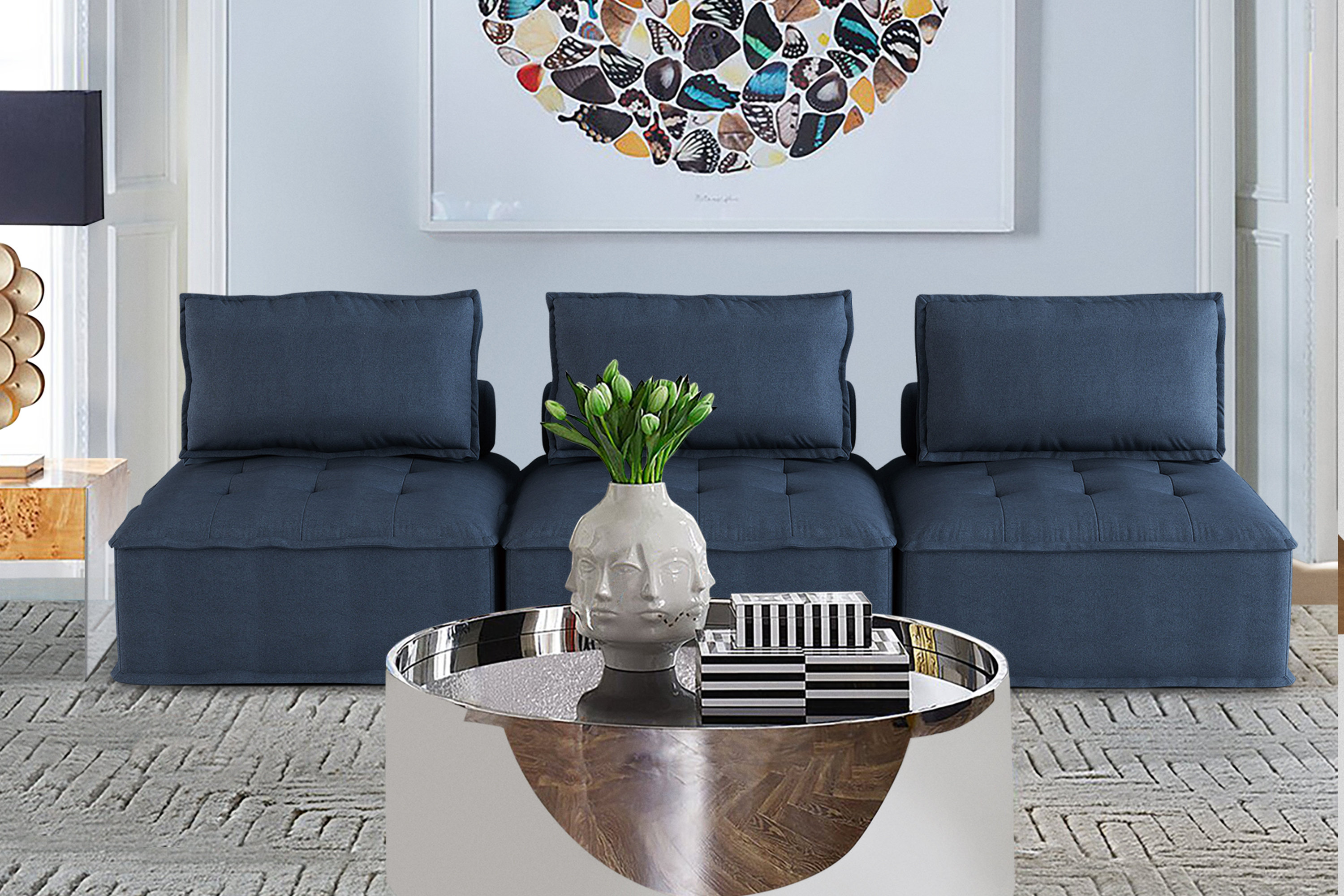 Latitude Run® Trevez 126" W Vegan Leather Armless Modular Sofa | Wayfair