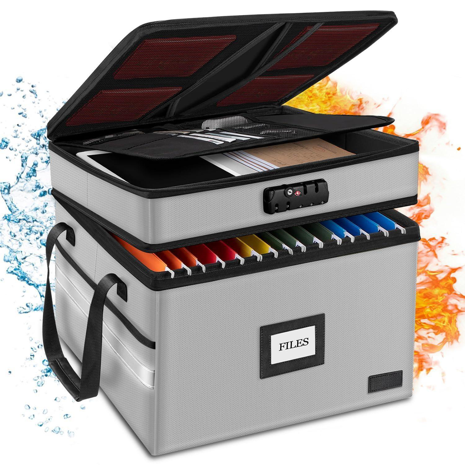 APPENIN WINTER PARK CORP Fireproof Document Box With Lock, 2-Layer File ...