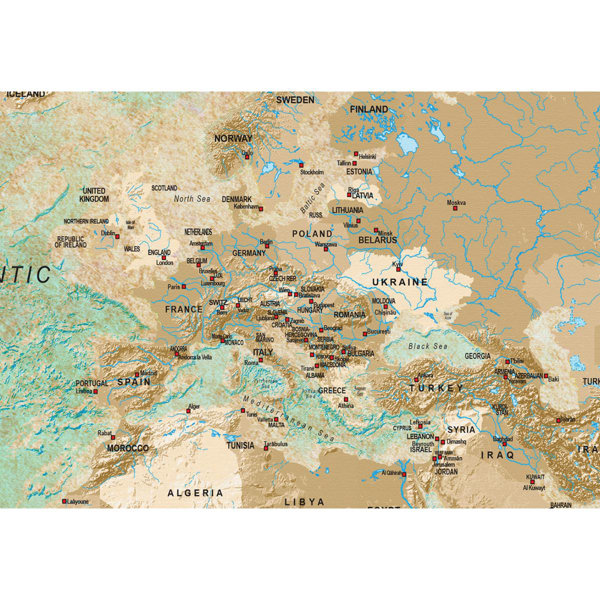 Bless international World Map: Celadon Journey - Wrapped Canvas Print ...