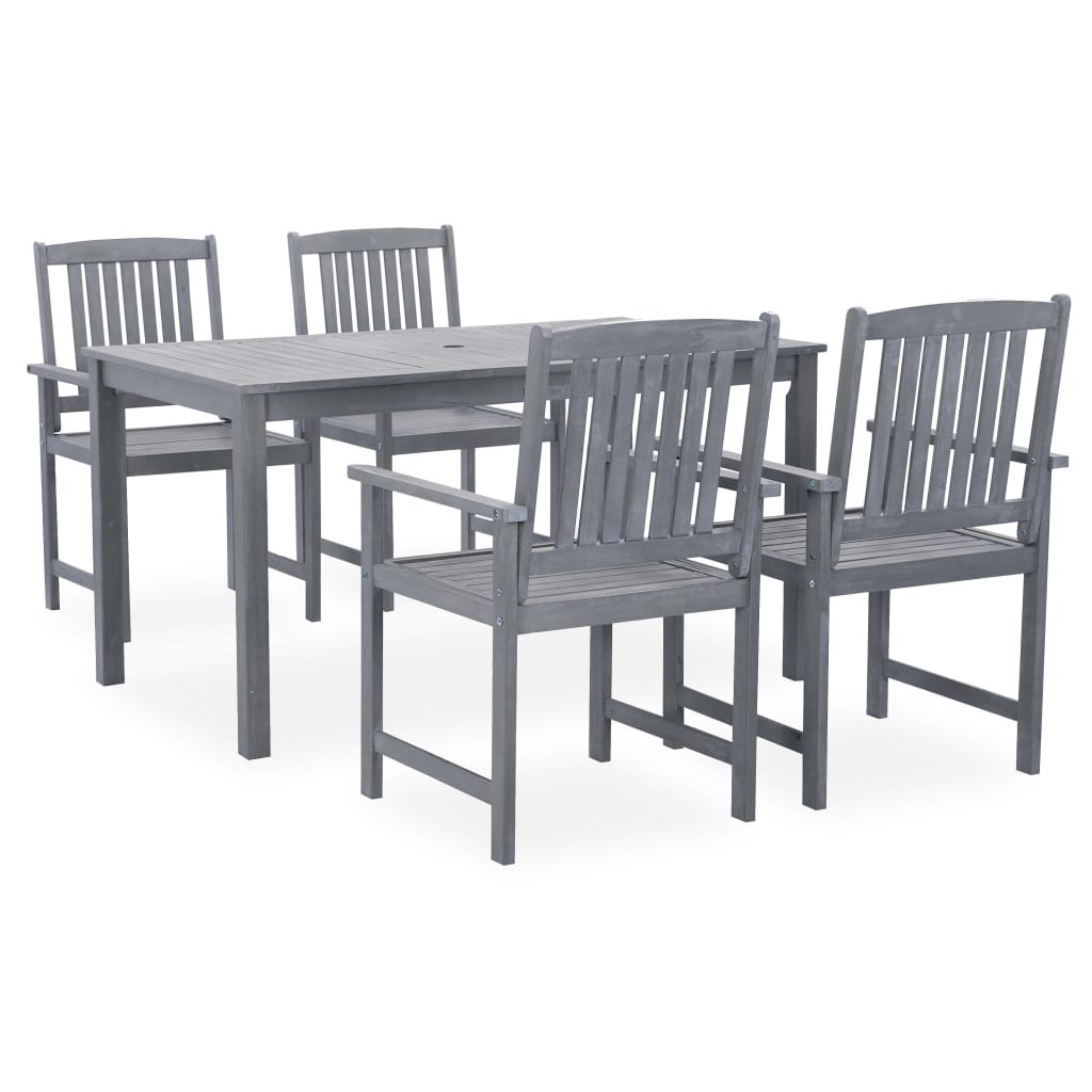 One Allium Way Outdoor Dining Set Grey Solid Acacia Wood Set Seats Many ...