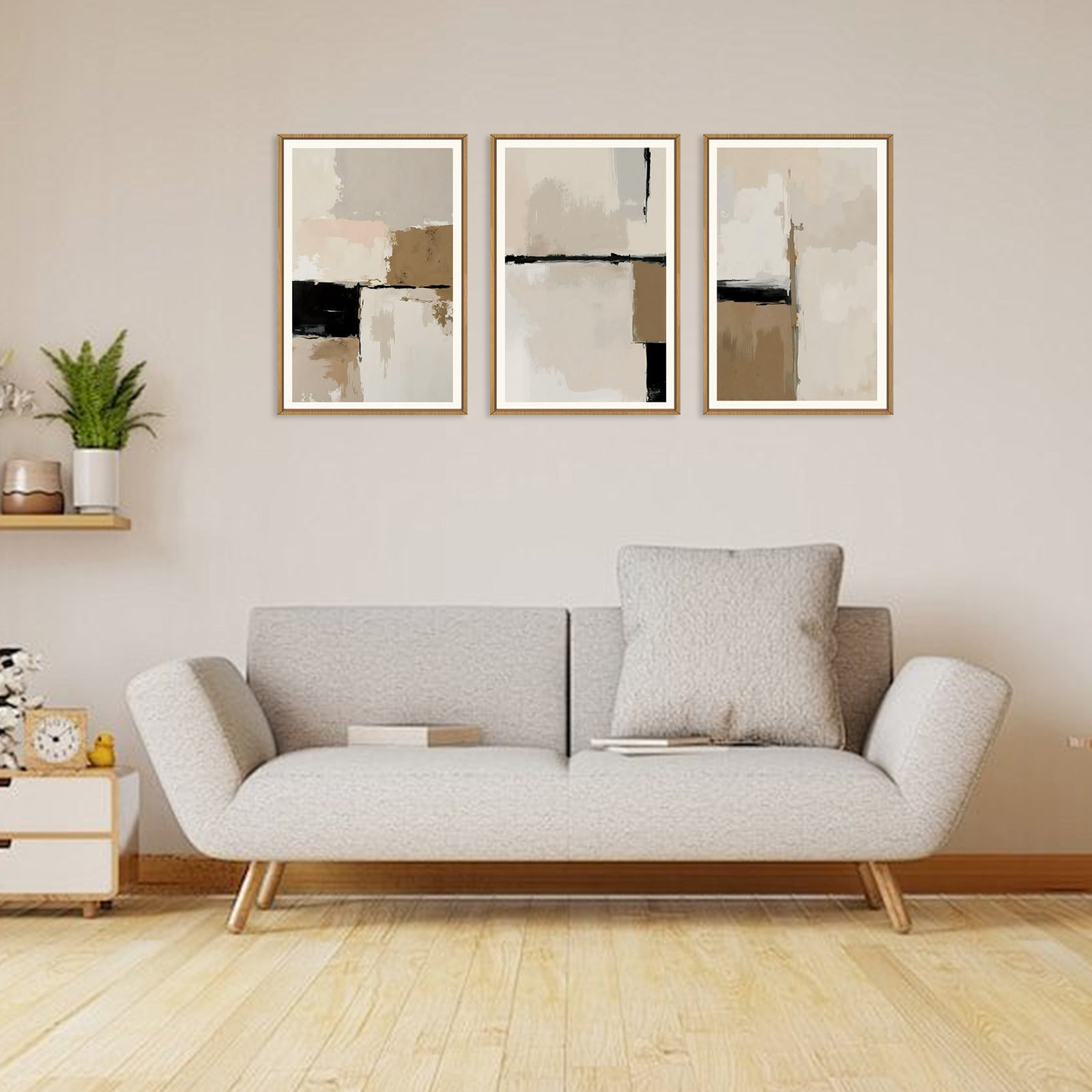 Brayden Studio® 3-Piece Vintage Framed Canvas Wall Art Set, Abstract ...