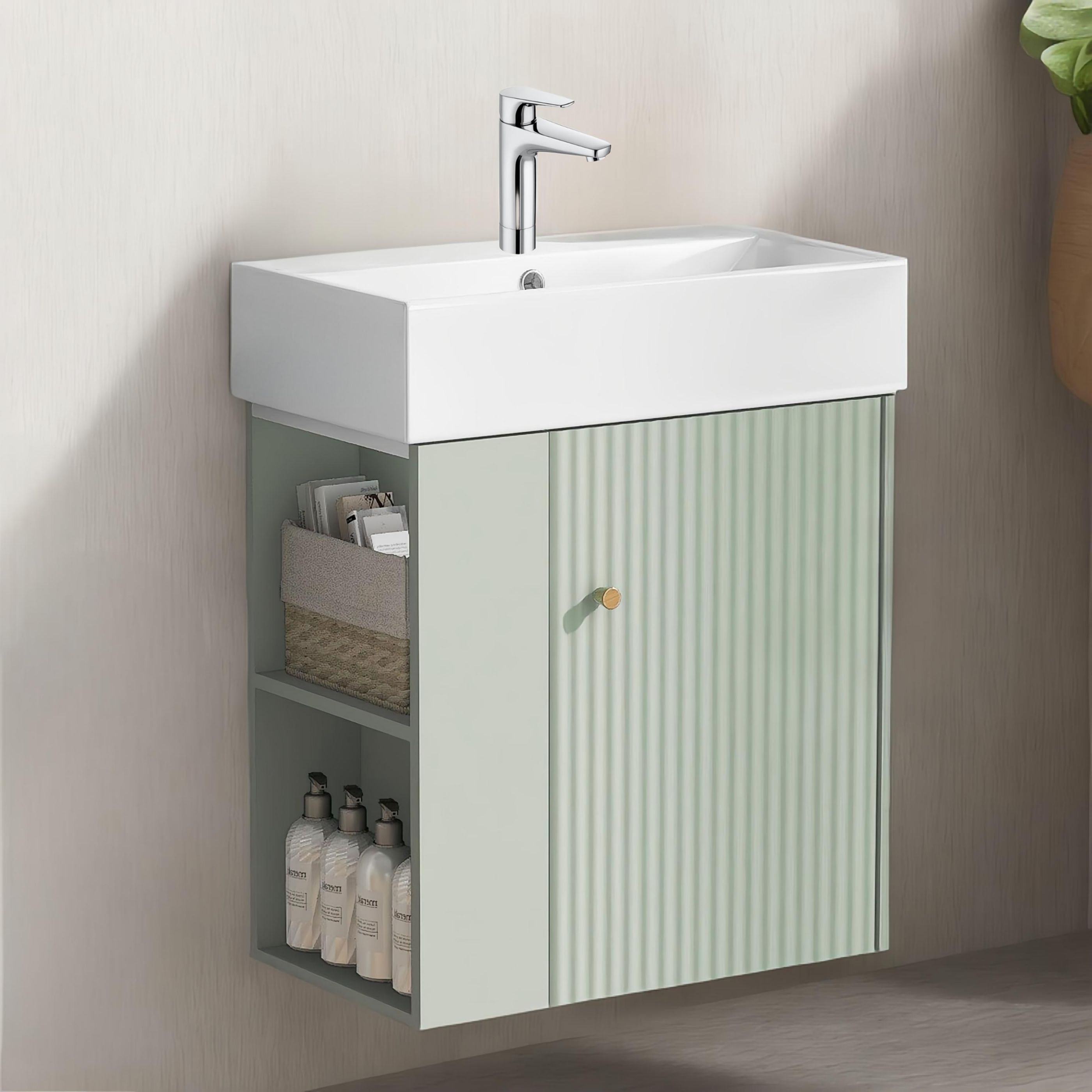 maxbrass 21.6 Inch Modern Floating Bathroom Vanity With Ceramic Basin ...