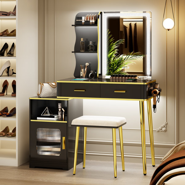 Mercer41 Ronalie Makeup Vanity with LED Light | Wayfair