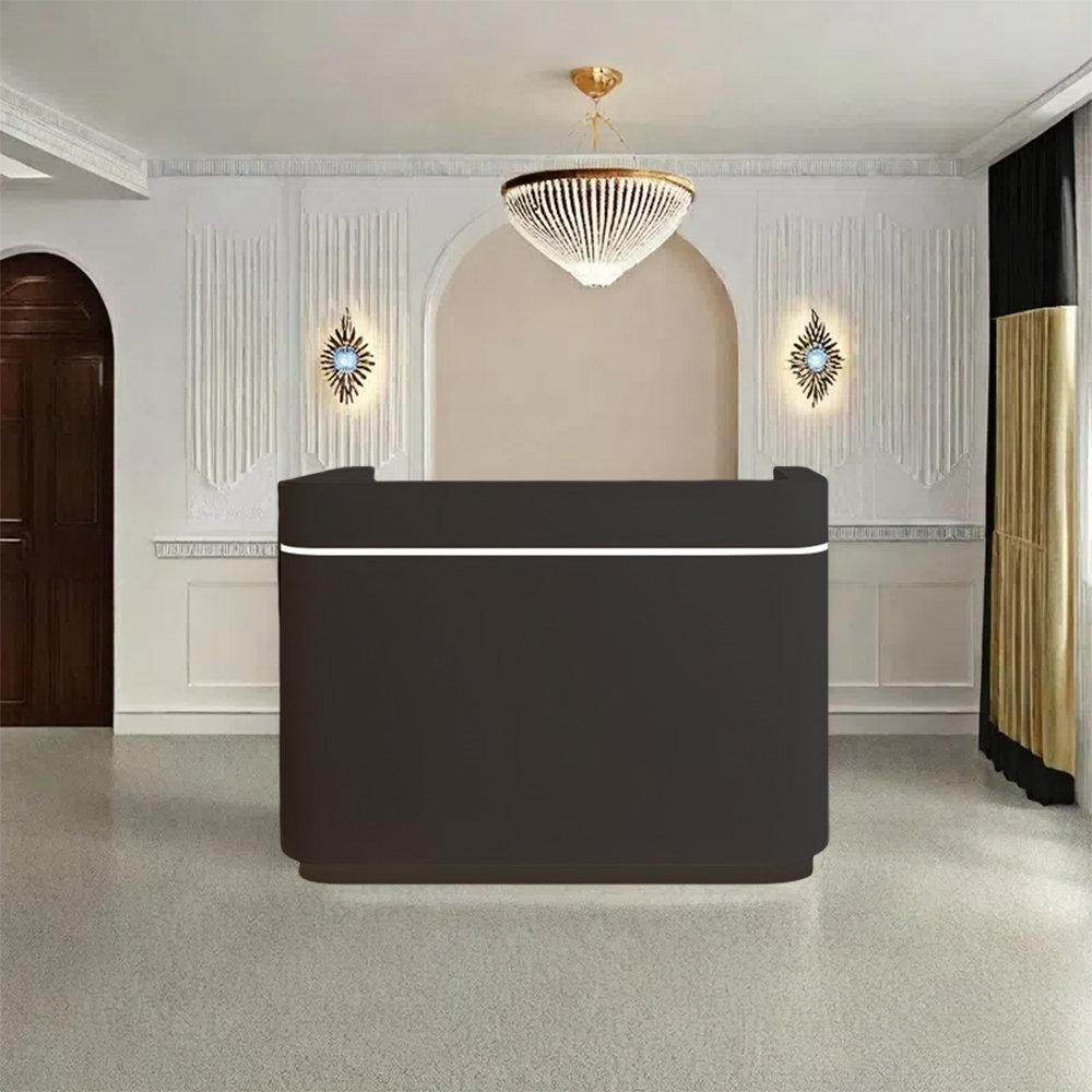 Orren Ellis Small Front Desk or Checkout Desk with Locking Drawers and ...