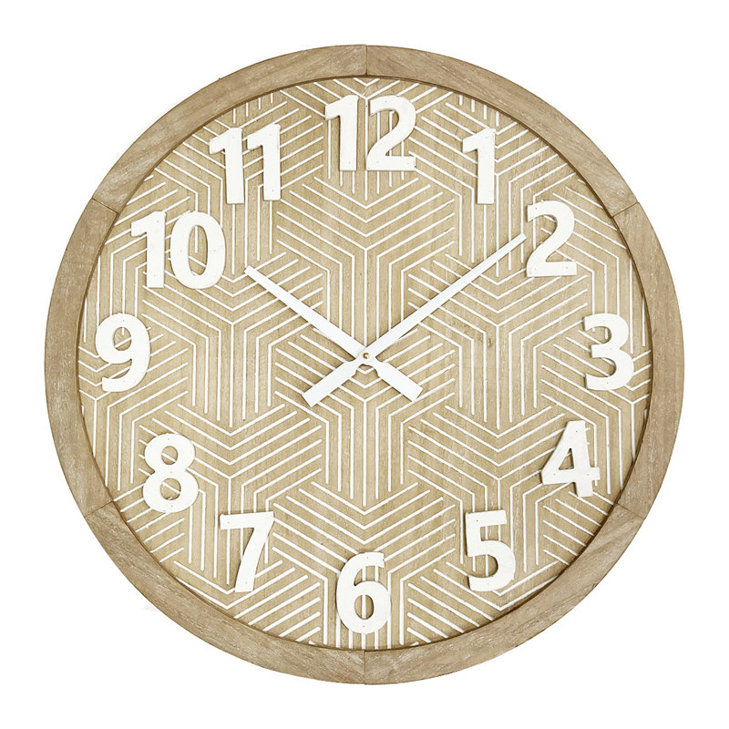 Corrigan Studio® Dahlia Round Wood Modern Farmhouse Style Wall Clock ...