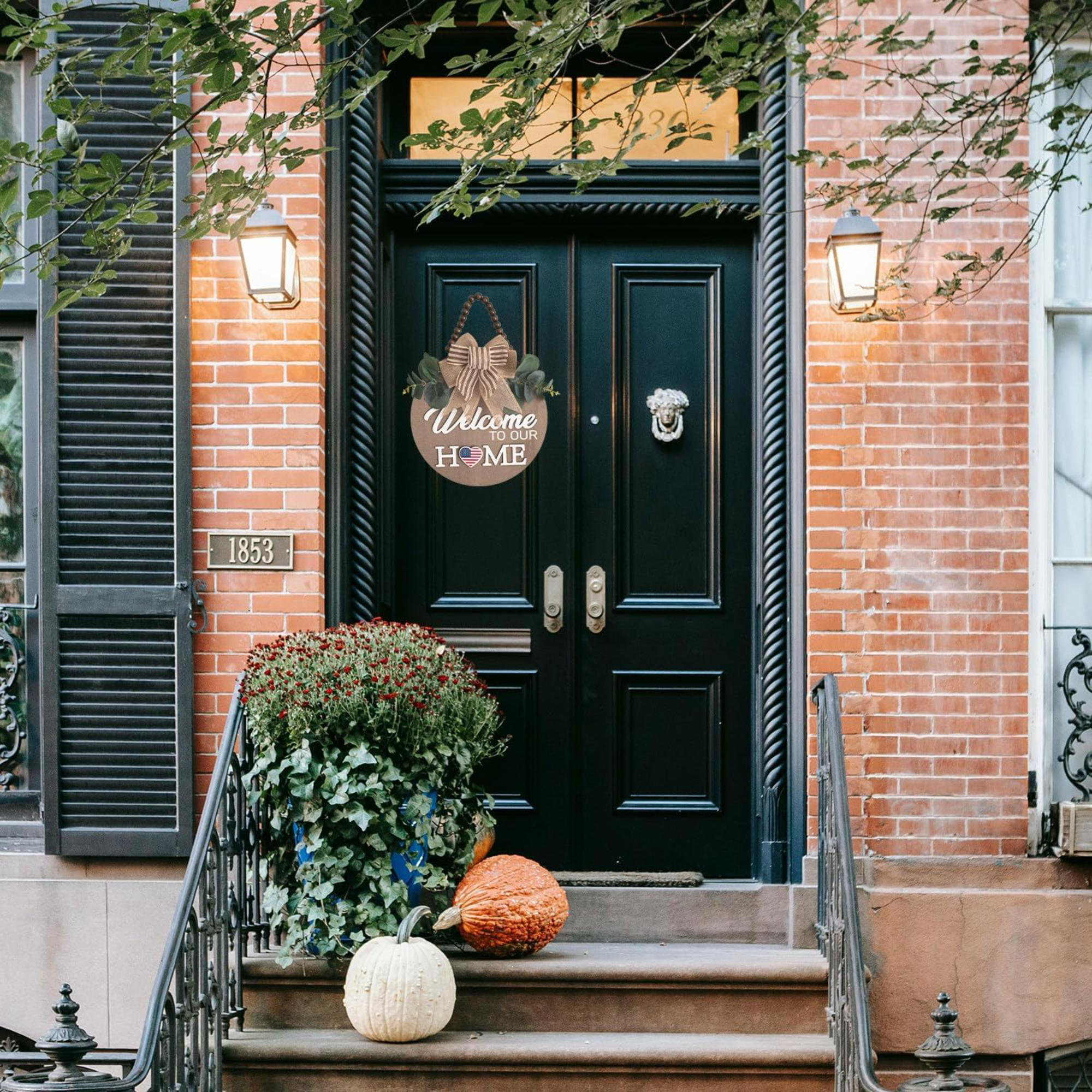 The Holiday Aisle® Welcome Sign For Front Door Wreath Decorations For ...