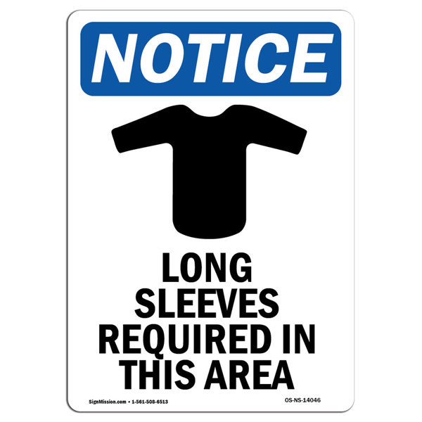 SignMission Long Sleeves Required Sign with Symbol | Wayfair