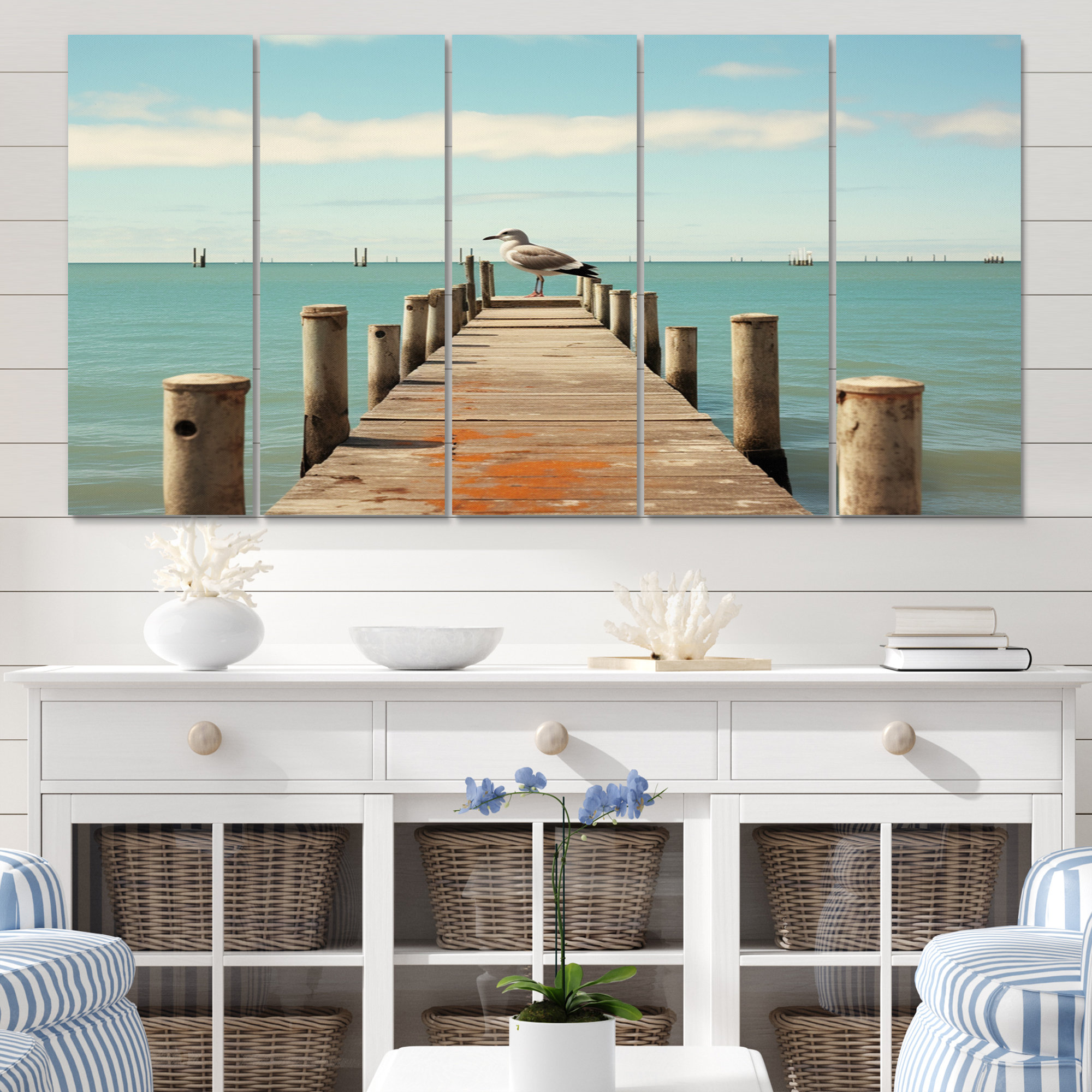 Dovecove Pier Lone Pier III On Canvas 5 Pieces Print | Wayfair