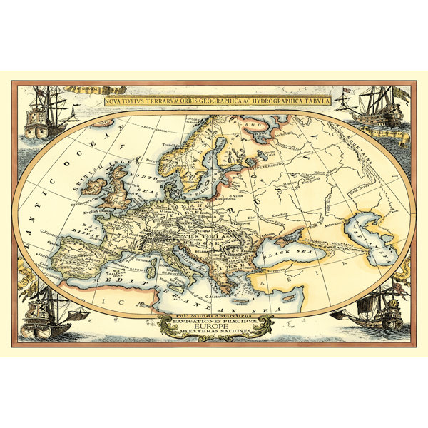 Longshore Tides Nautical Map Of Europe by Vision Studio - Wrapped ...
