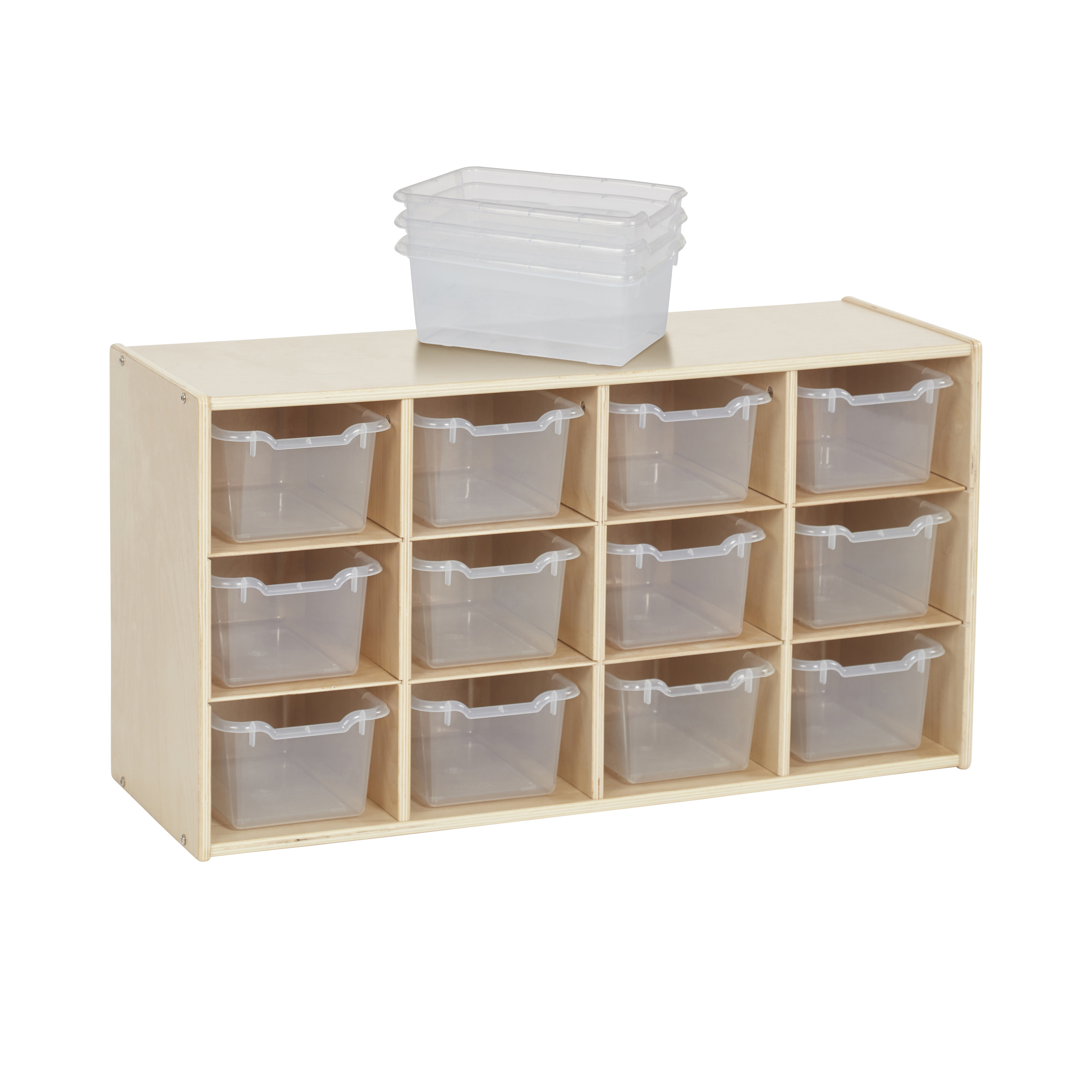 ECR4Kids Streamline 12 Cubby Tray Cabinet with Scoop Front Storage Bins ...