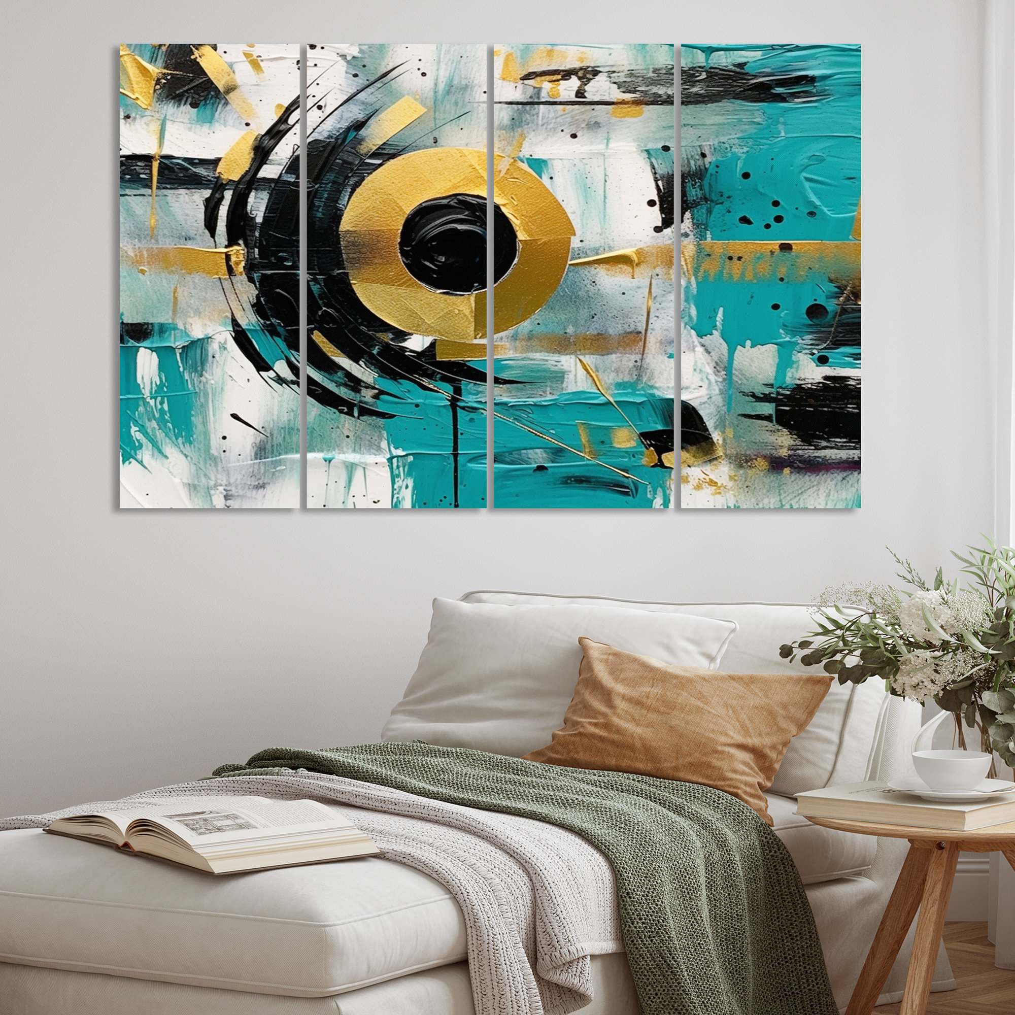 Design Art Teal Gold Cubist Kaleidoscope II - Cubism Wall Art Print - 4 ...