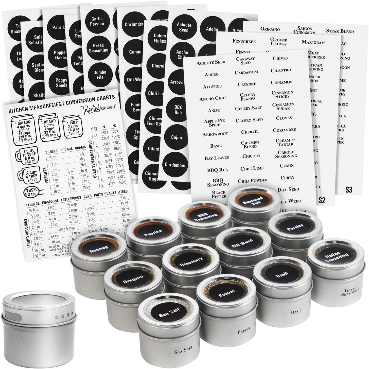 Latitude Run® Magnetic Spice Jars For Refrigerator - 3Oz Metal Spice ...