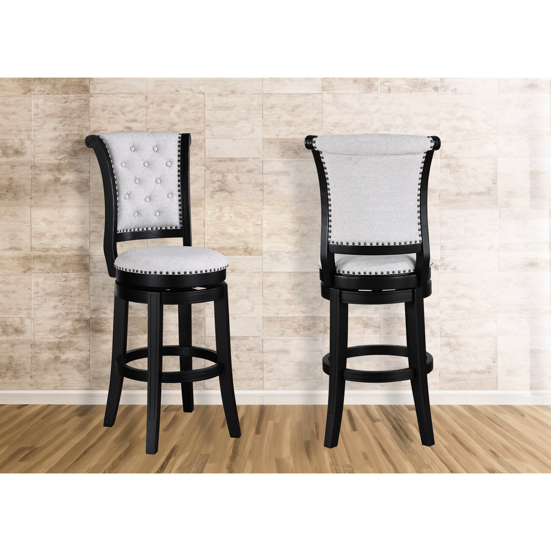 Hokku Designs 2Pc Swivel Counter Height Chairs, Upholstered Seats And ...