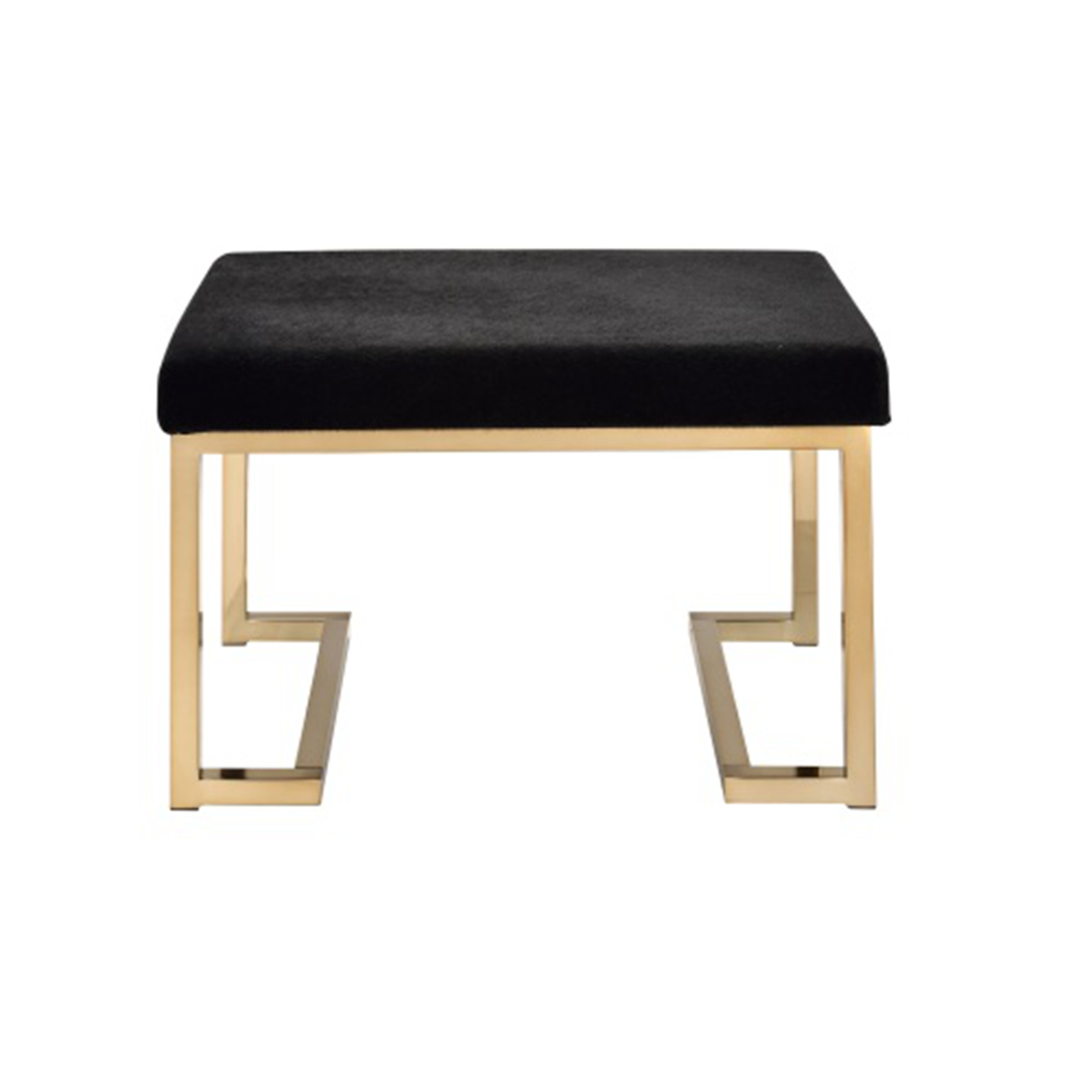 Mercer41 Boice Black Fabric & Champagne Finish Ottoman - Wayfair Canada