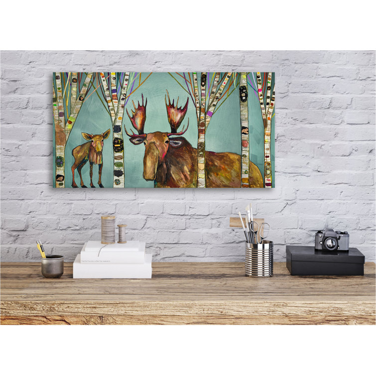 Loon Peak® Moose Birch Tree Forest On Canvas by Eli Halpin Print ...