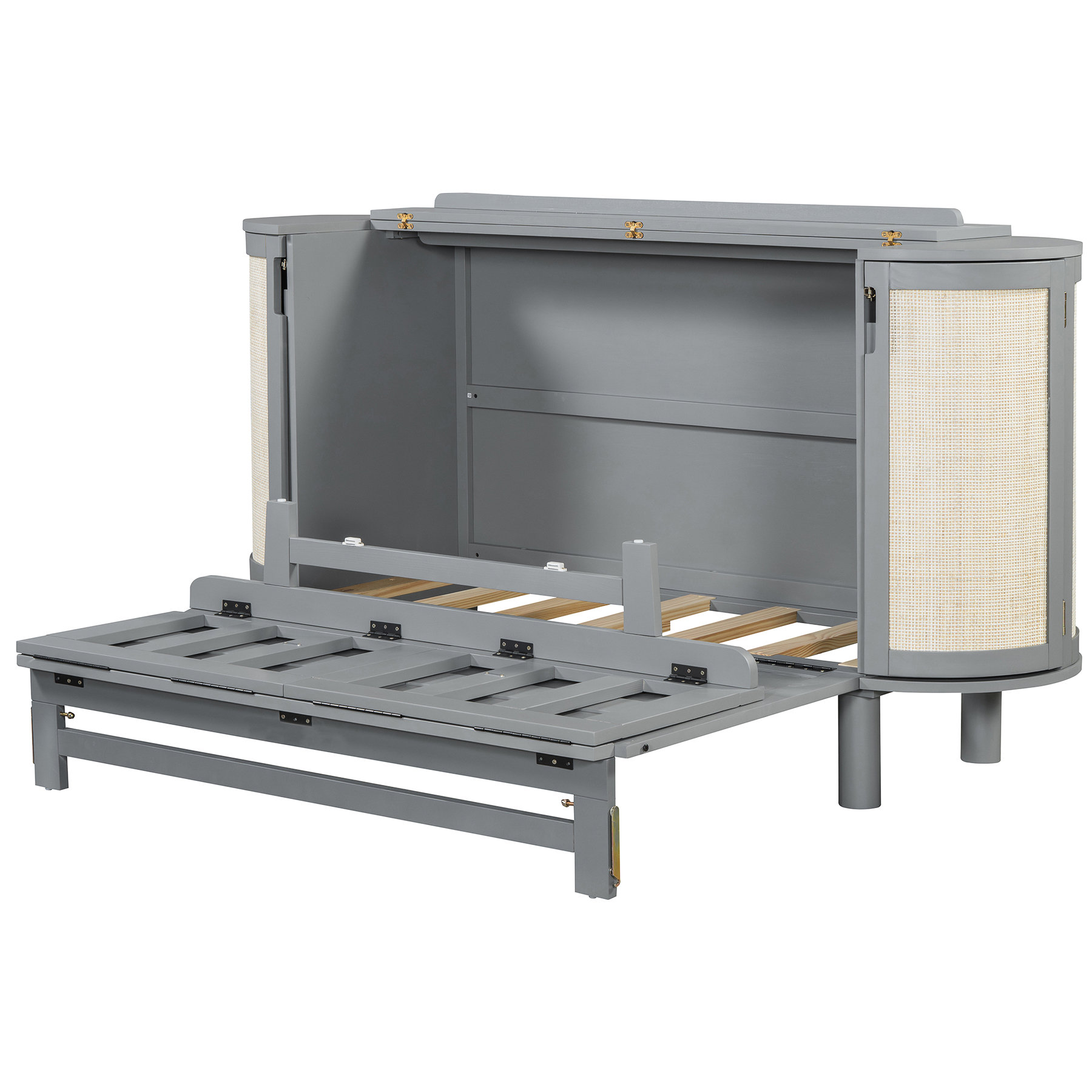 George Oliver Gray Full Bed With Concealed Storage Capacity. Foldable ...