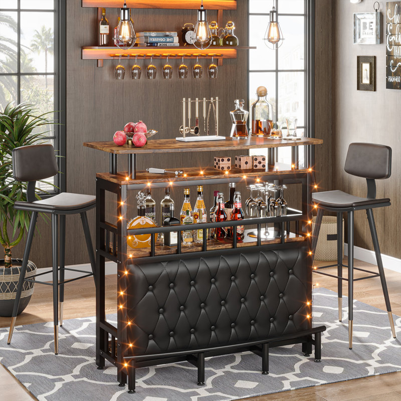 Winston Porter Home Bar Unit with Storage Shelves Bar Cabinet & Reviews ...