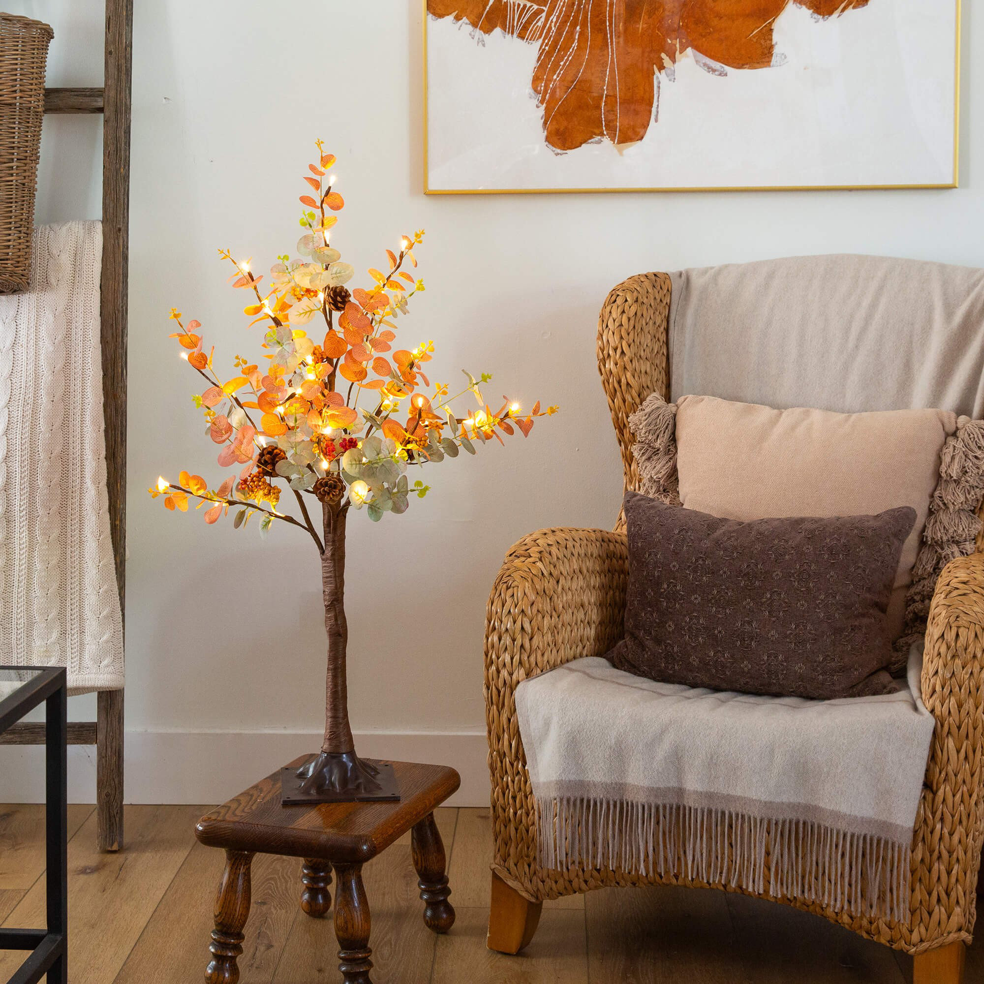 Ophelia & Co. Pre-Lit Autumn Eucalyptus Artificial Fall Tree With ...