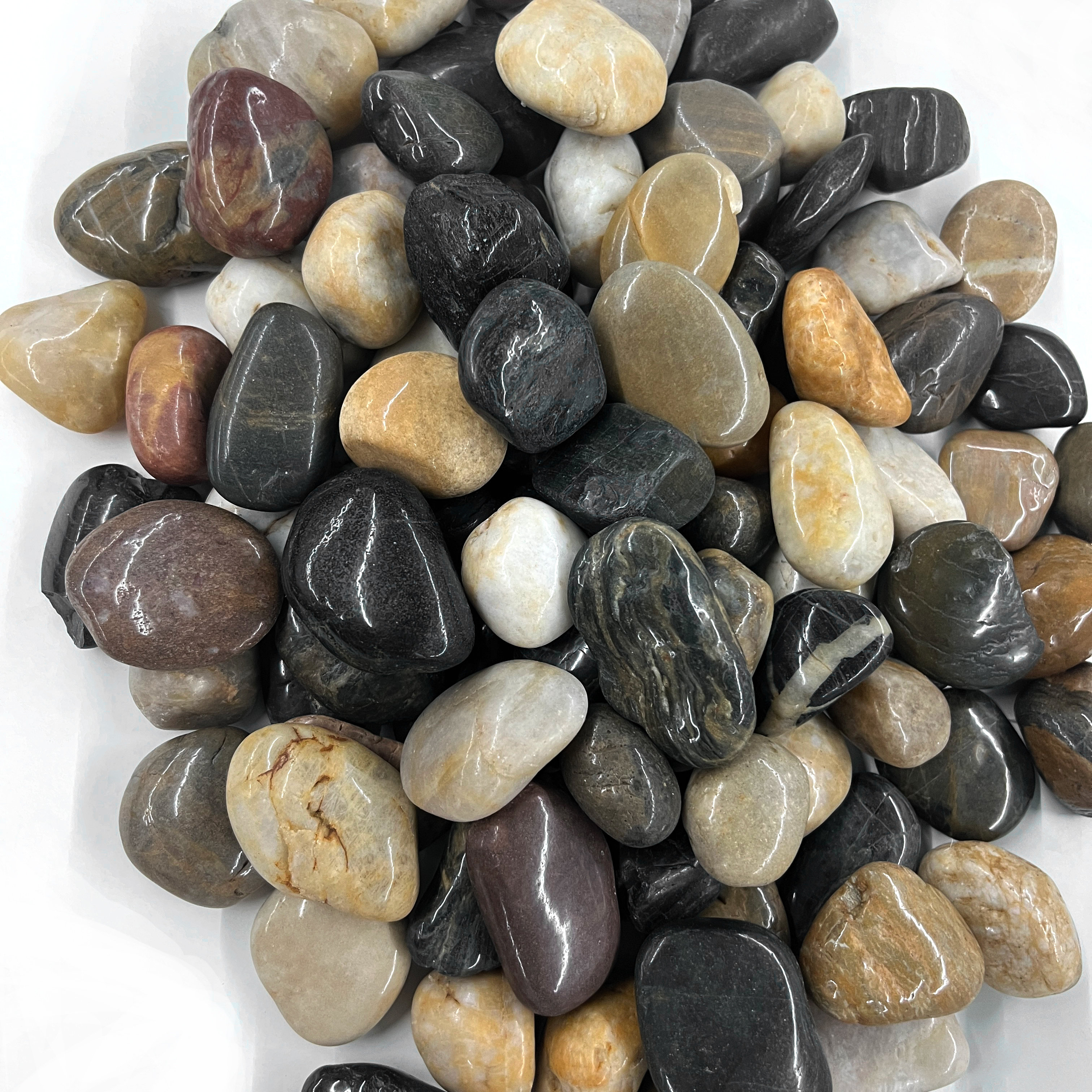 Arlmont & Co. 38lb Natural Polished Mixed Pebbles, 2-3 Inch Decorative ...