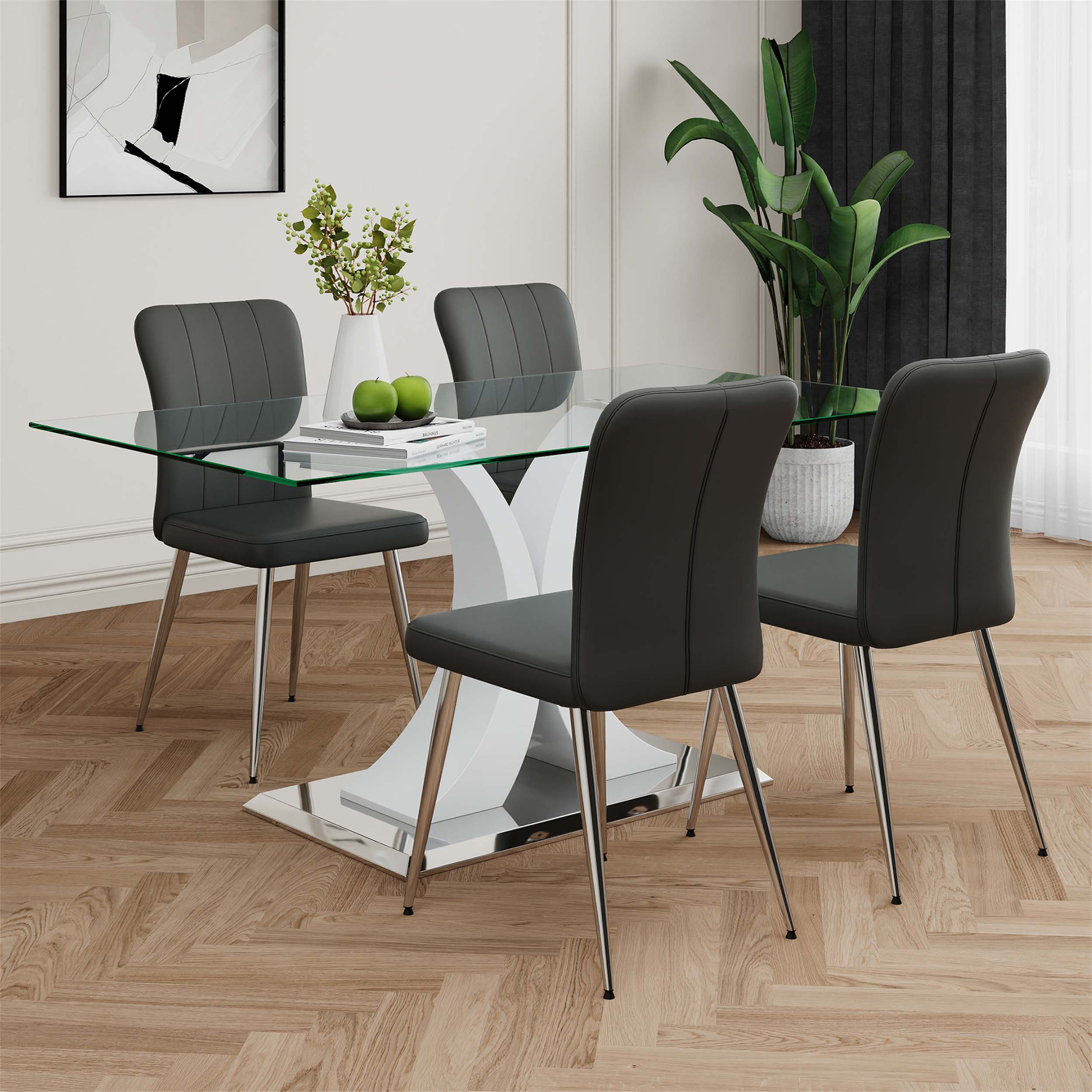 Ivy Bronx Modern Style Glass Dining Table with Elegant Transparent ...