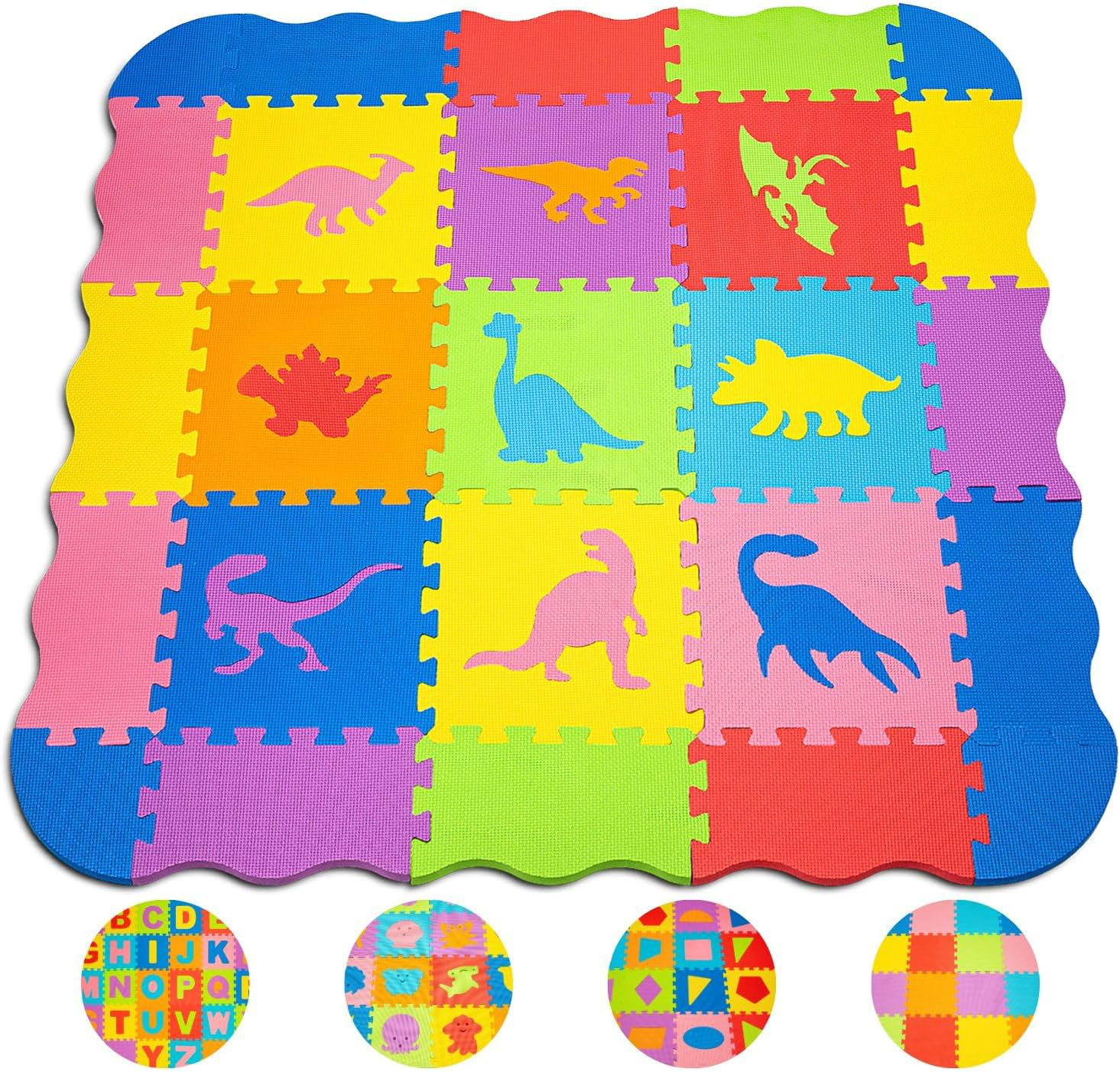 ToyVelt Interlocking Puzzle Floor Foam Playmat | 12x12 25 Tiles ...