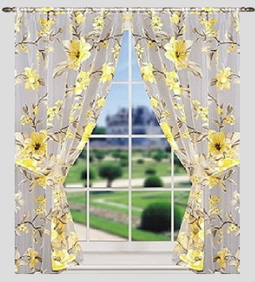 Ophelia & Co. Garfield Bath Window Floral Sheer Rod Pocket Curtain ...