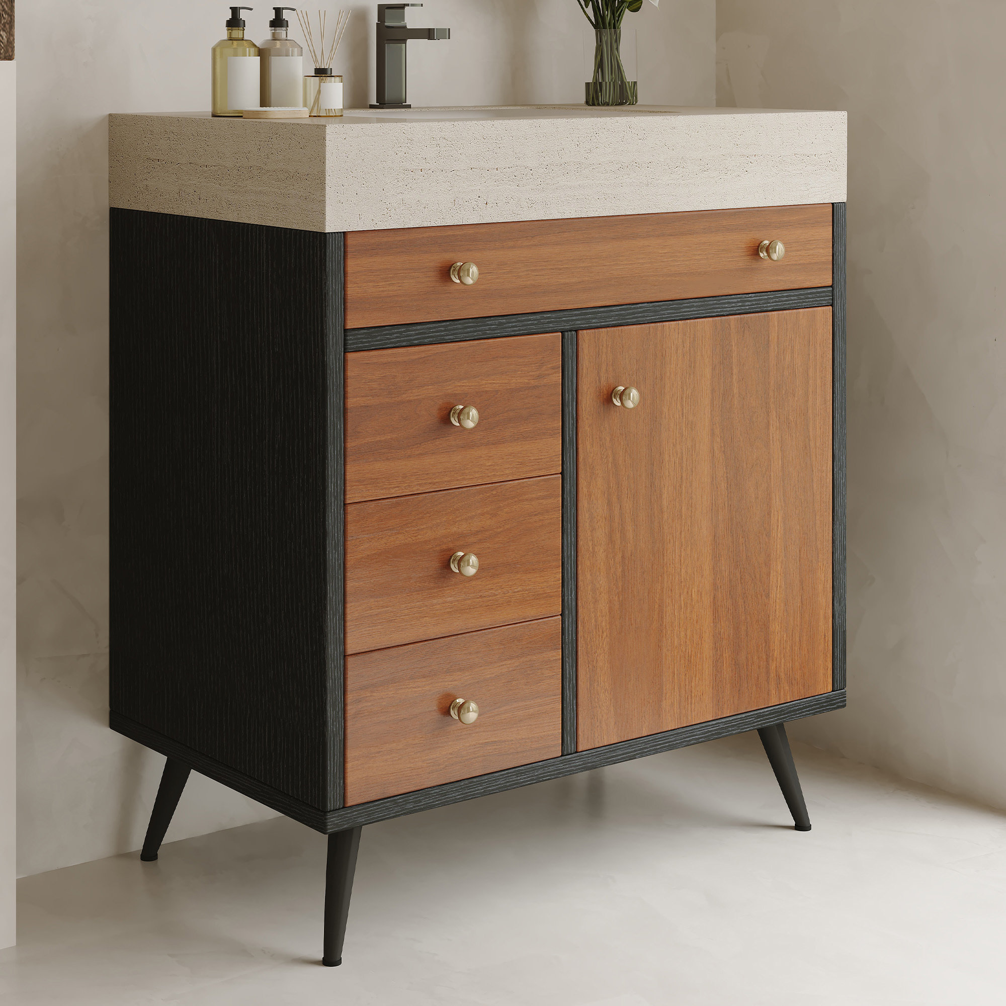 George Oliver Modern Free-standing Vanities With Ceramic Sink & Durable ...