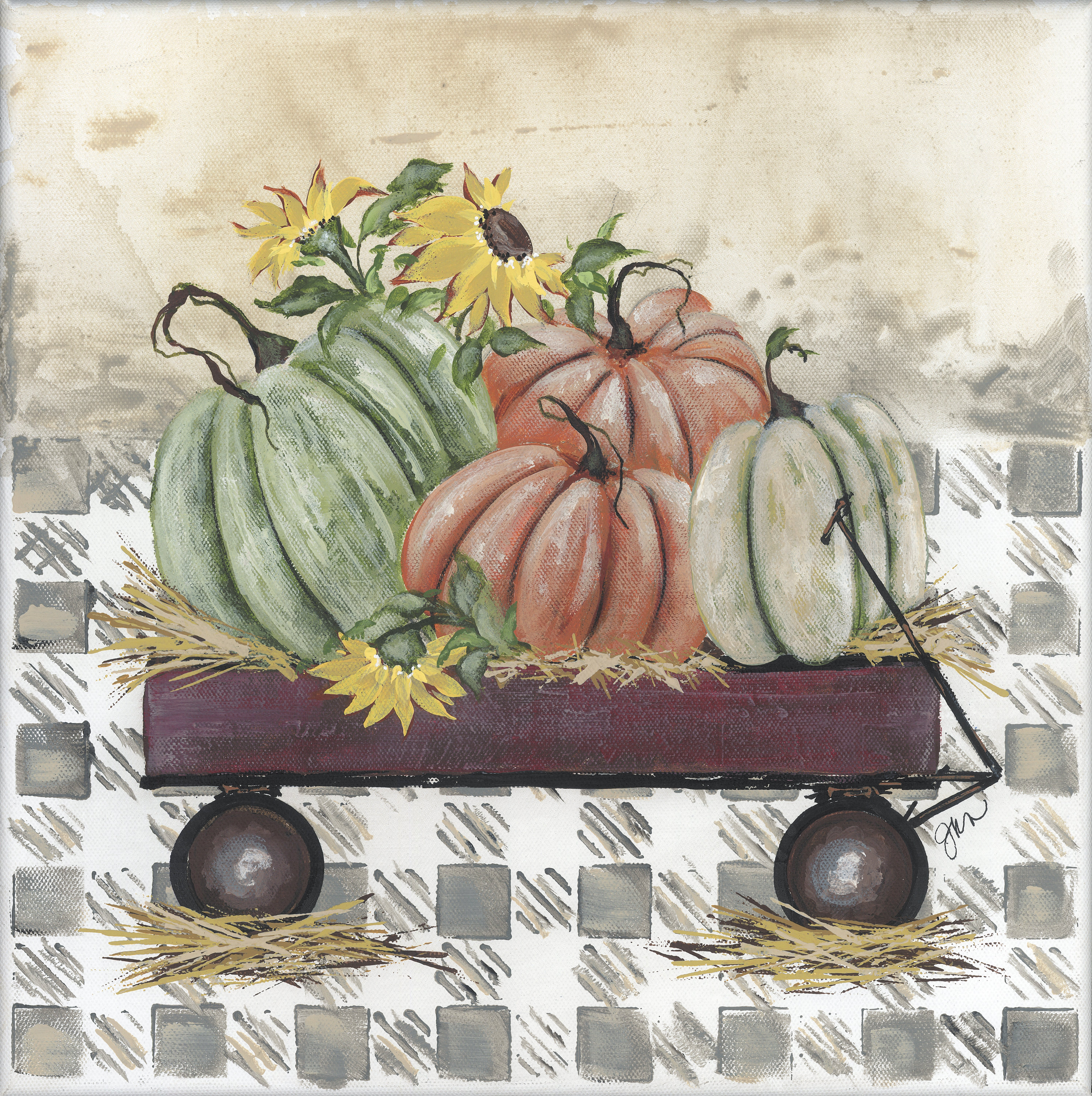 August Grove® Fall Wagon On Canvas Print | Wayfair
