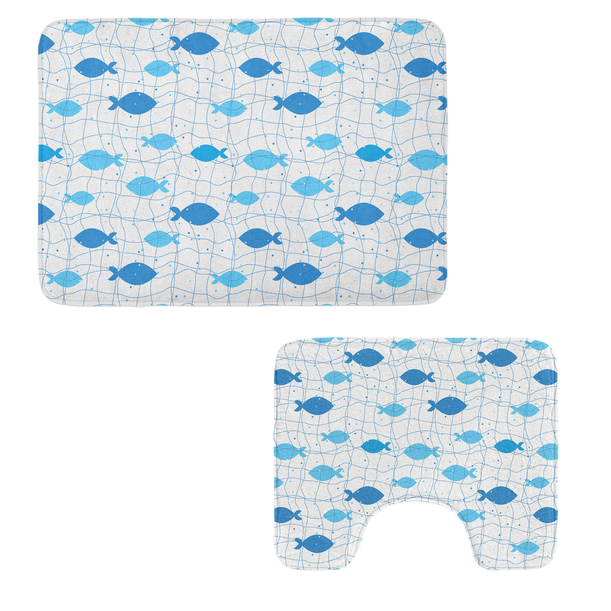 East Urban Home Fish Bathroom Rug Set 2 Pieces Rectangle & Contour Mats ...