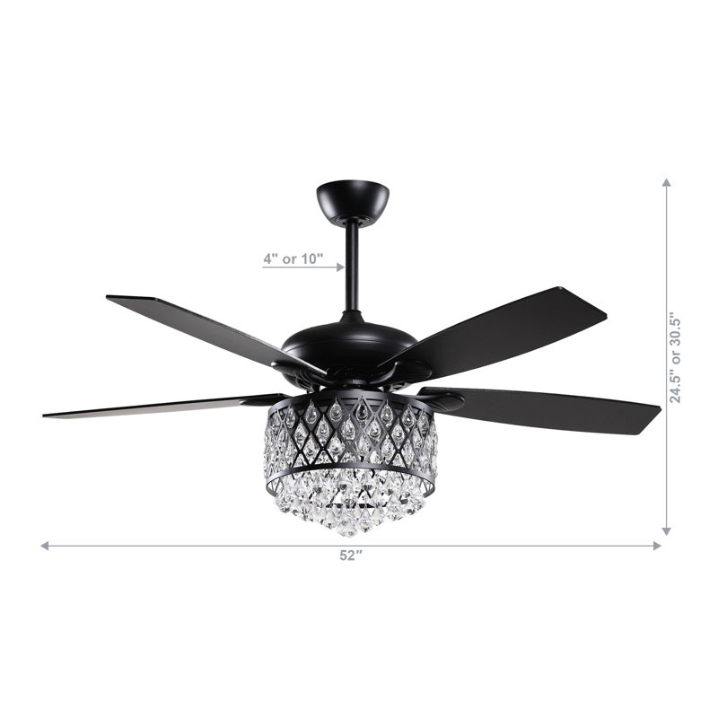 Willa Arlo™ Interiors 52" Wilcher 5 - Blade Crystal Ceiling Fan with ...
