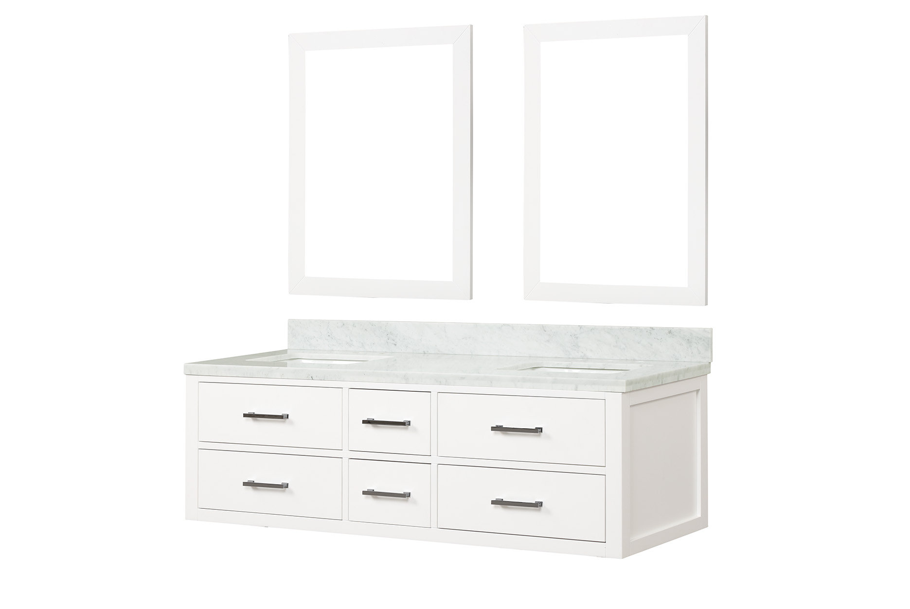 Lexora Castor 60" Wall Mounted Double Bathroom Vanity Set with Mirror ...