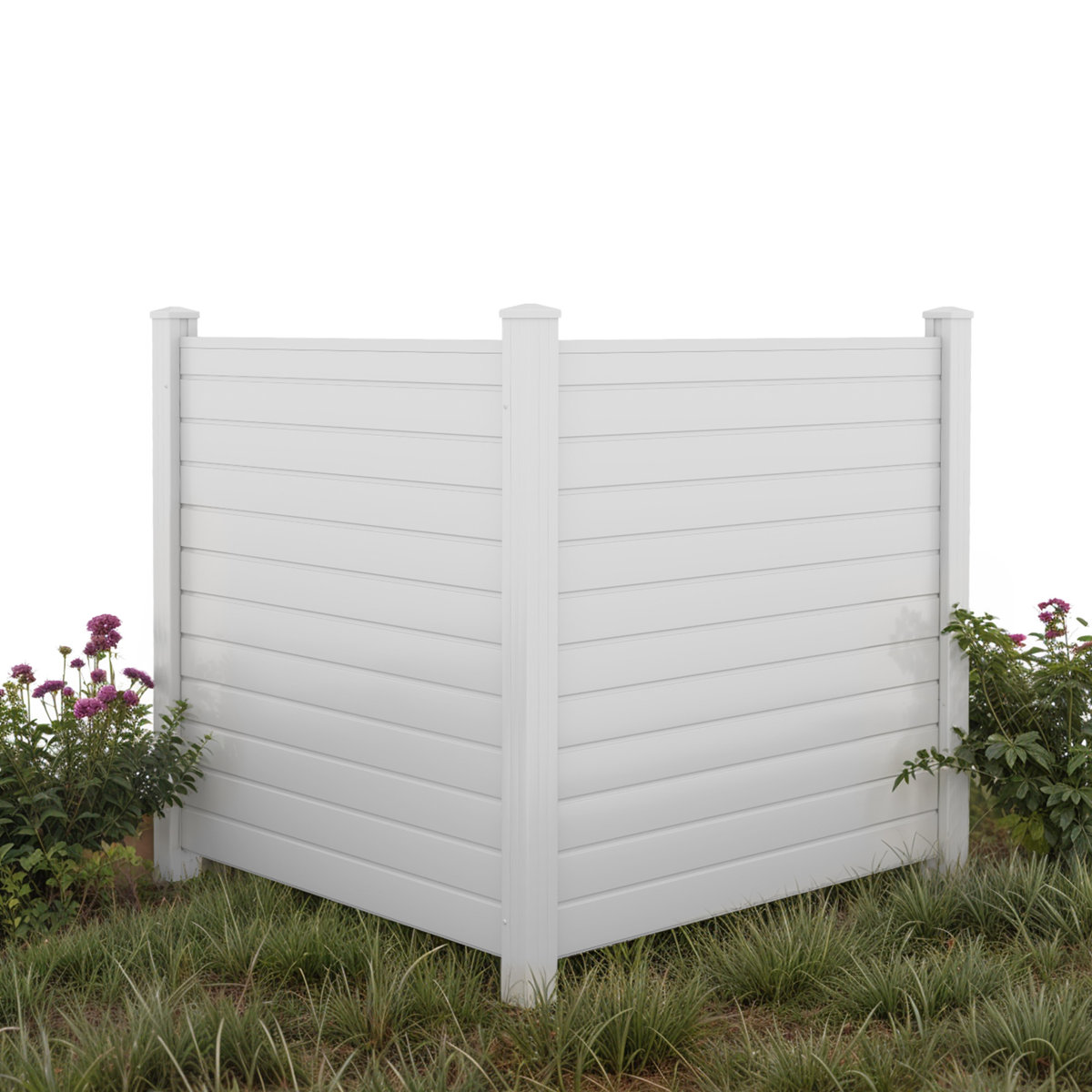 Balconera 48"L X 48"H Outdoor Pvc Privacy Fence Panels With Ground ...