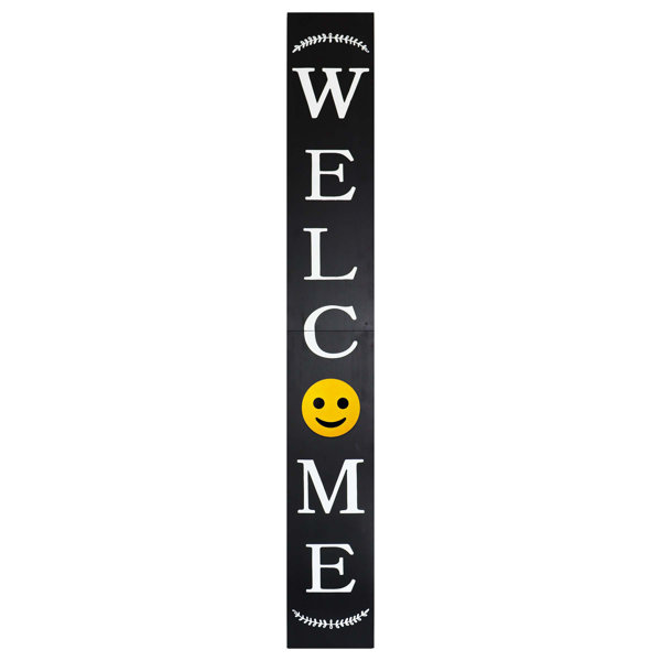 Gracie Oaks Kornel Smiley Face Welcome Sign | Wayfair