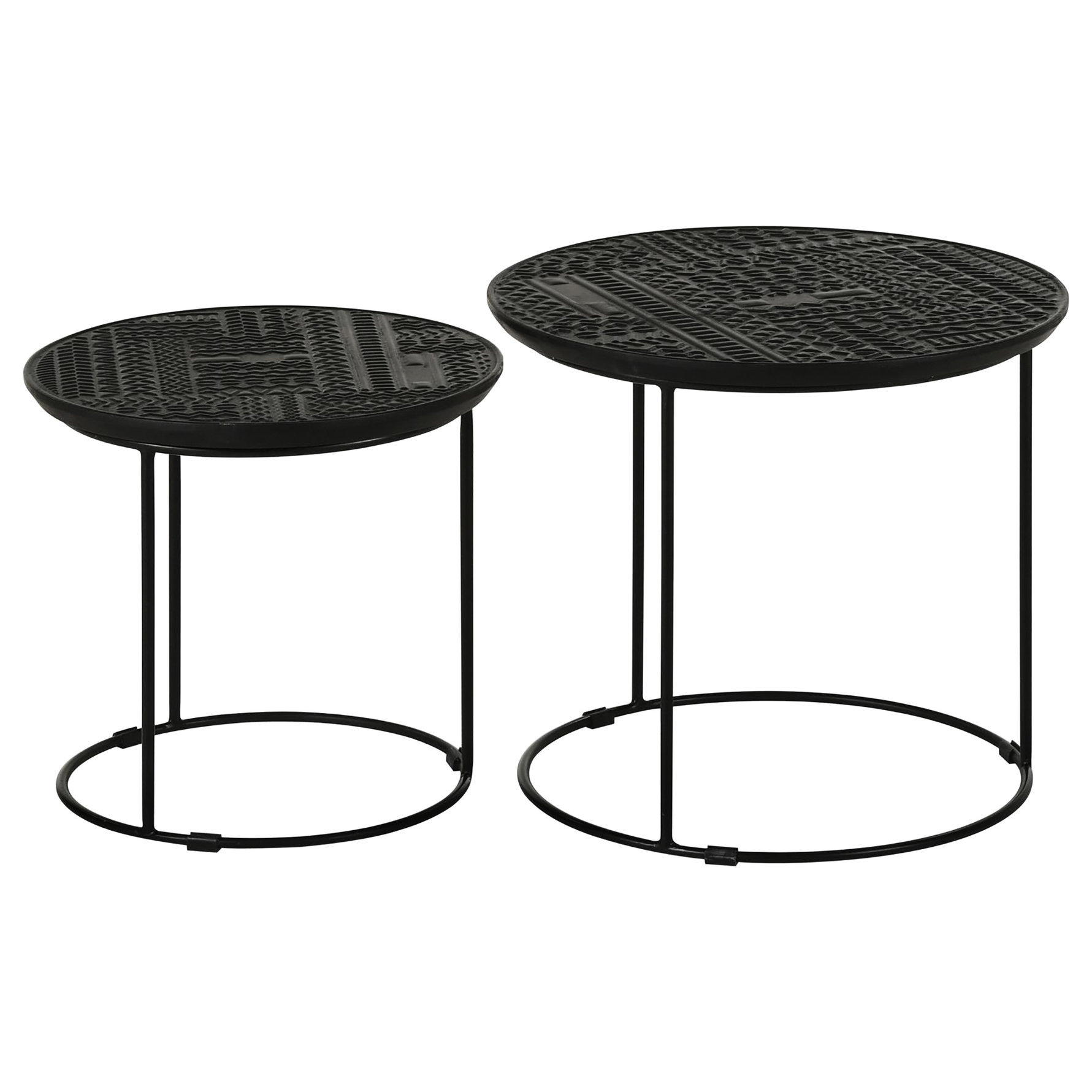 17 Stories Contemporary 2 Nesting Tables, Black Matte, Mango Wood ...