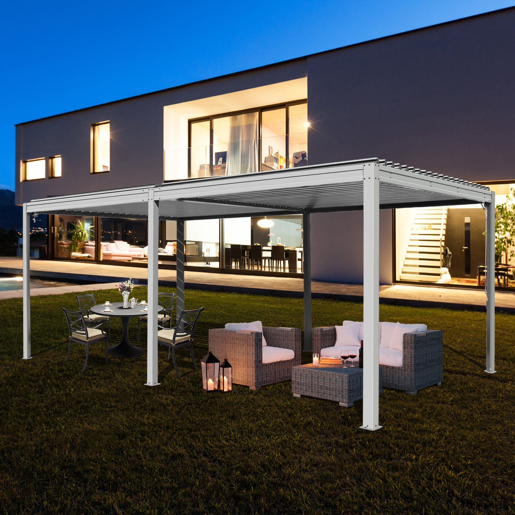 Outdoor Patio Gazebo With Louvers Domi Louvered Pergola 10×10 FT ...