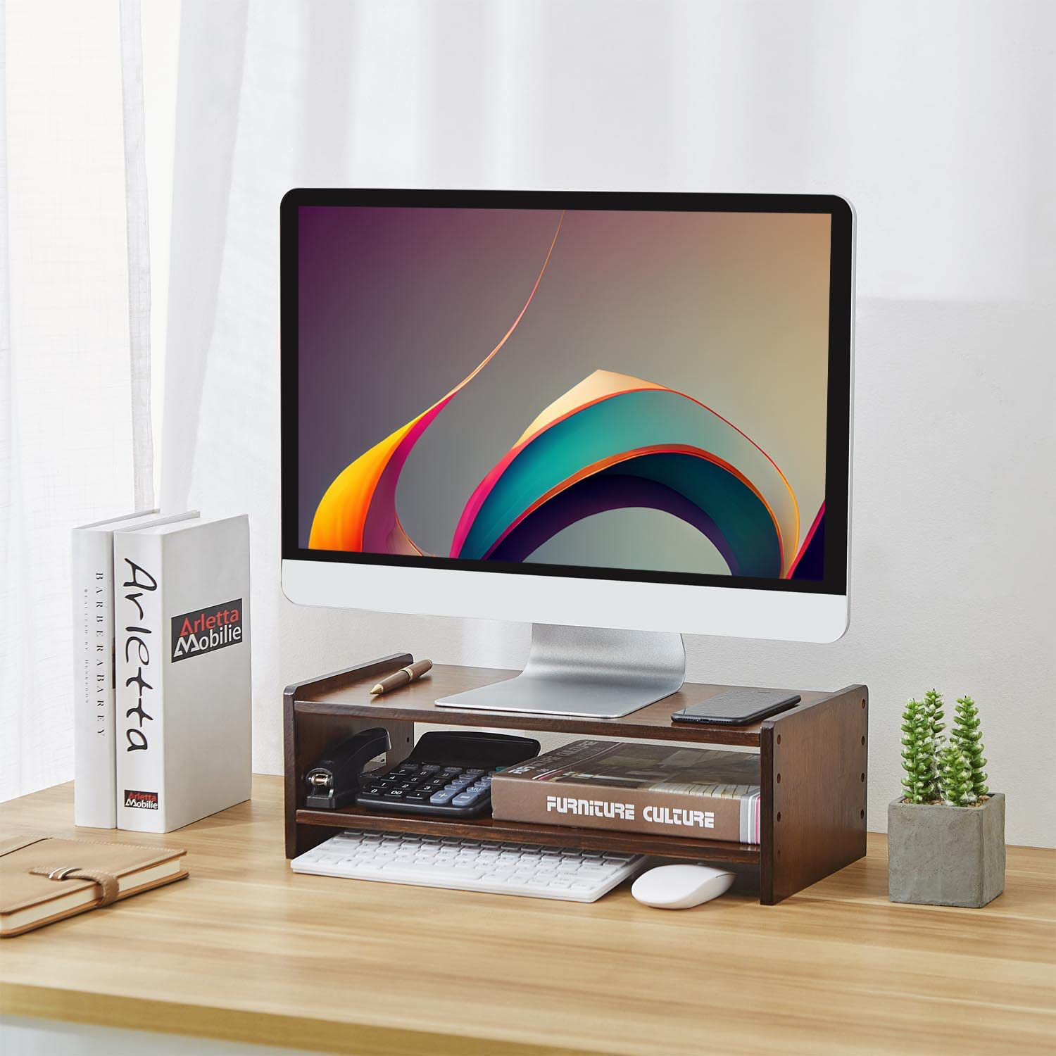 Hokku Designs Aldonia Bamboo Monitor Stand | Wayfair