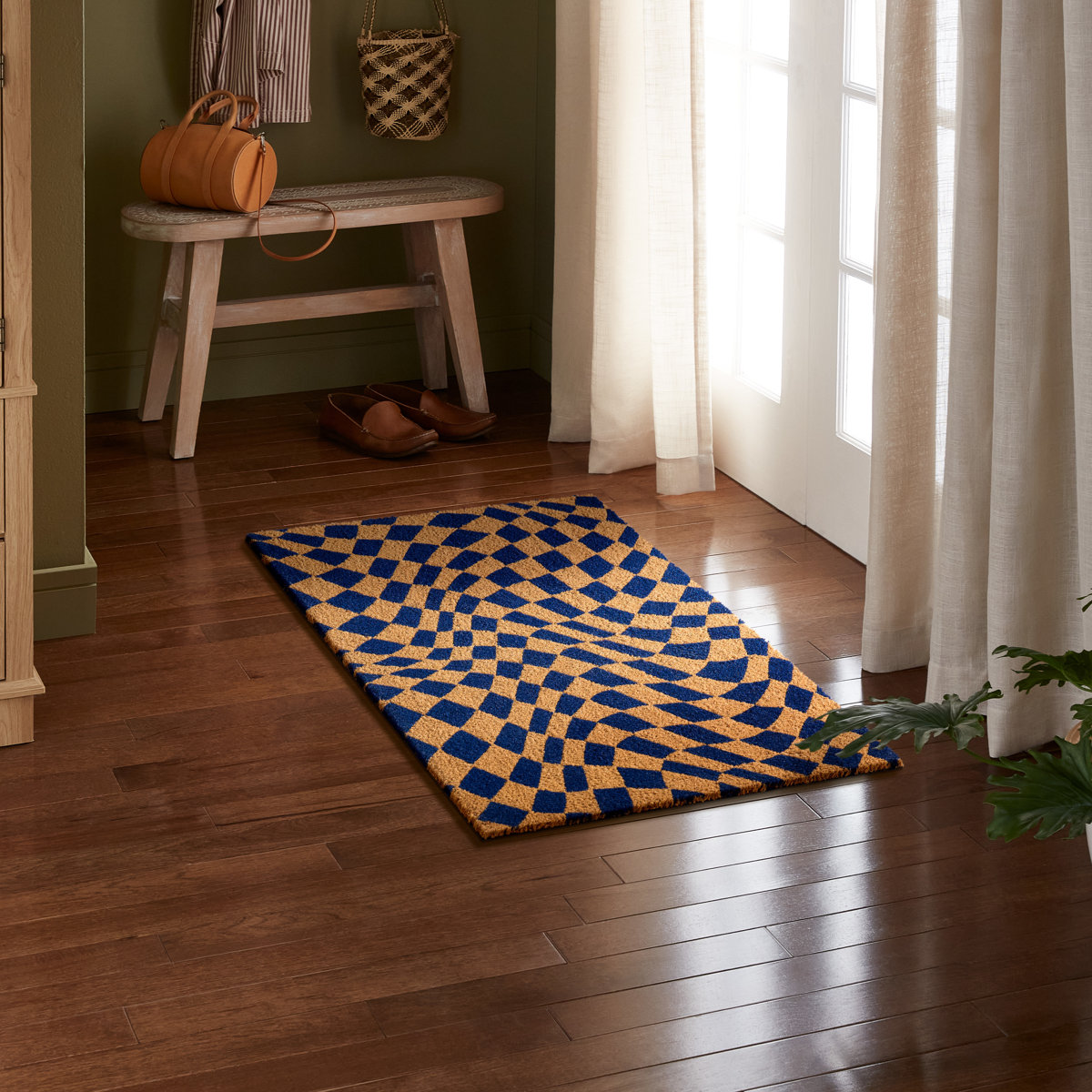 TOWN & COUNTRY LIVING Emmett Groovy Checkerboard Non-Slip Indoor ...