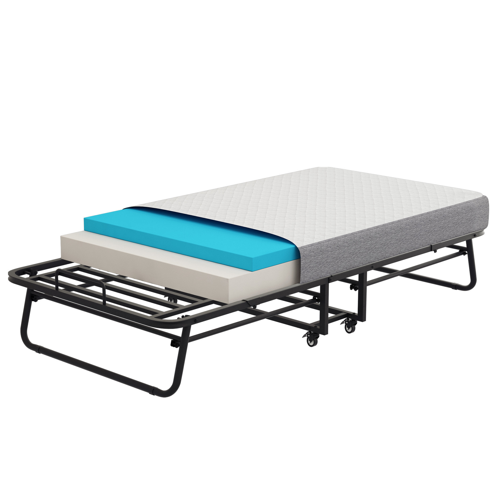 Hokku Designs Portable Foldable Bed with Premium Mattress for Adults ...