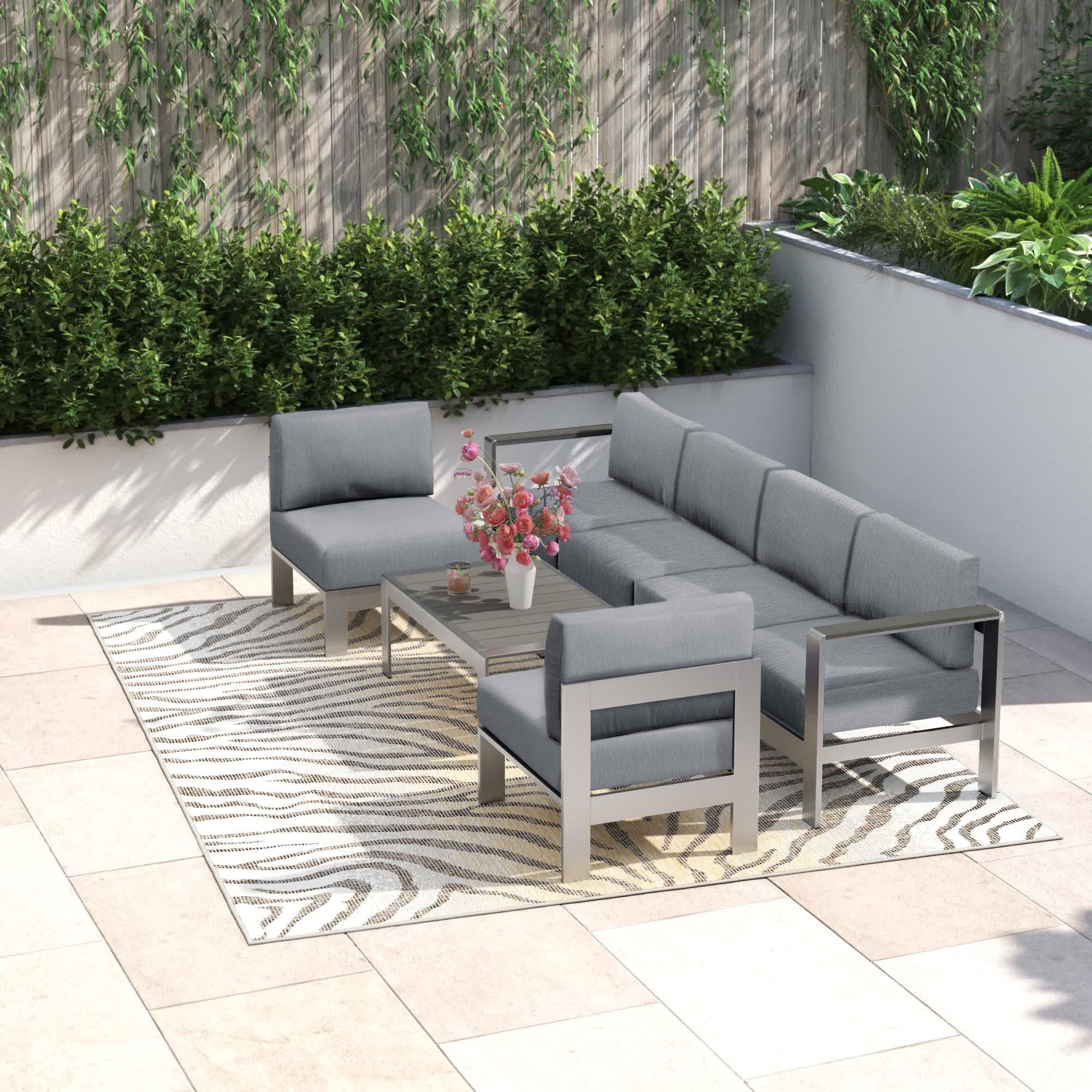 Ivy Bronx Shore 5-piece Outdoor Patio Aluminum Sectional Sofa Set | Wayfair