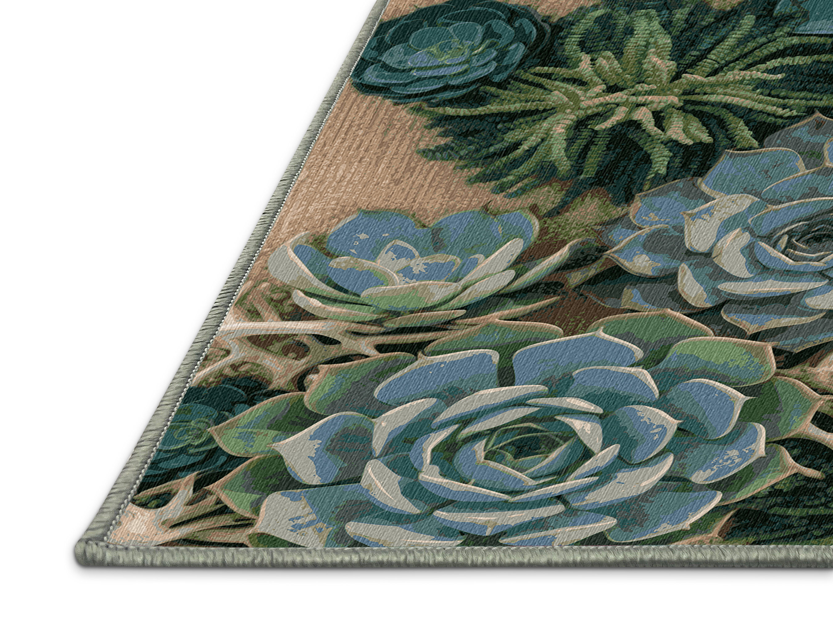 Rosecliff Heights Washable Seaside Succulents Coastal Area Rug | Wayfair