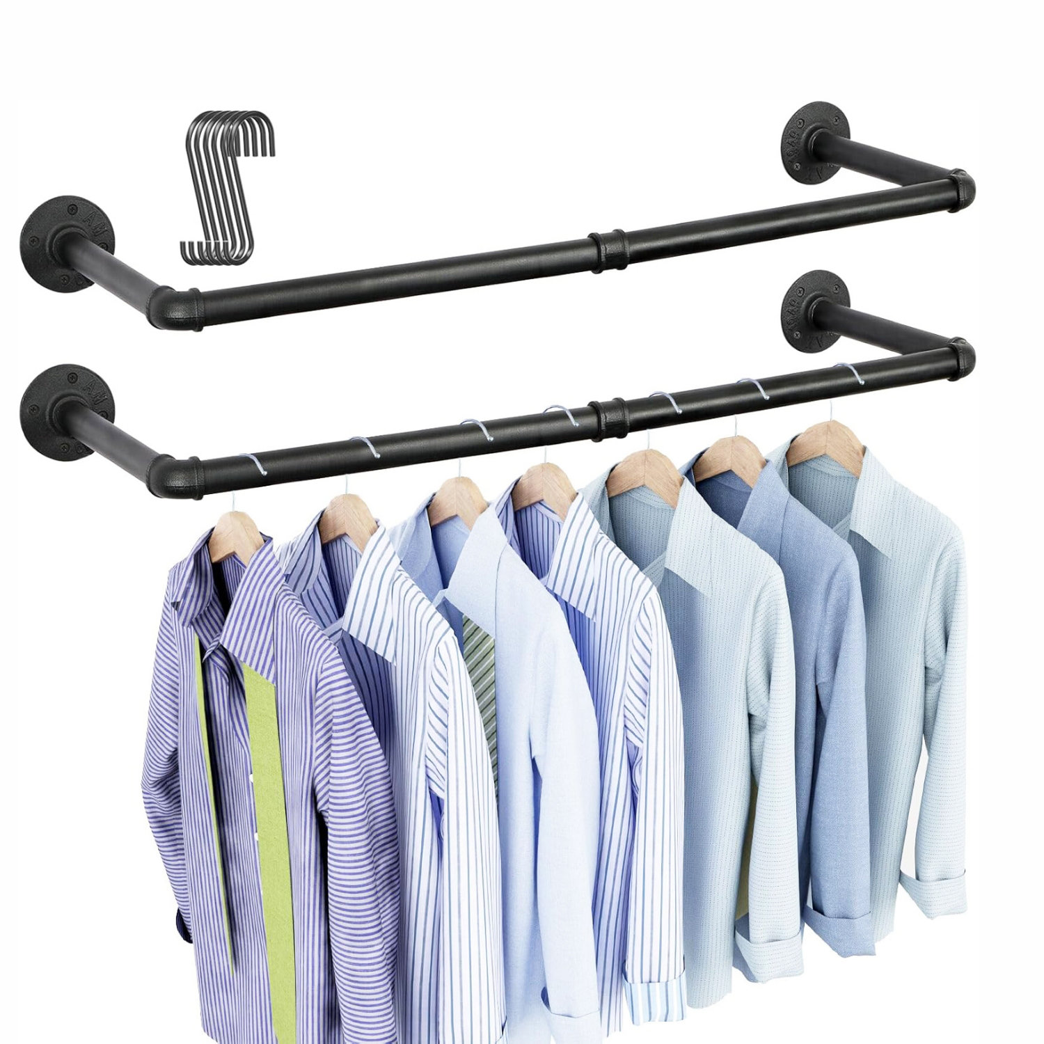 Trent Austin Design® Industrial Pipe Clothes Rack Wall Mounted Set of 2 ...