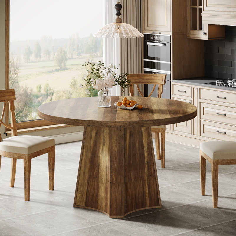 Millwood Pines 47-Inch Round Dining Table, Farmhouse Kitchen Table ...