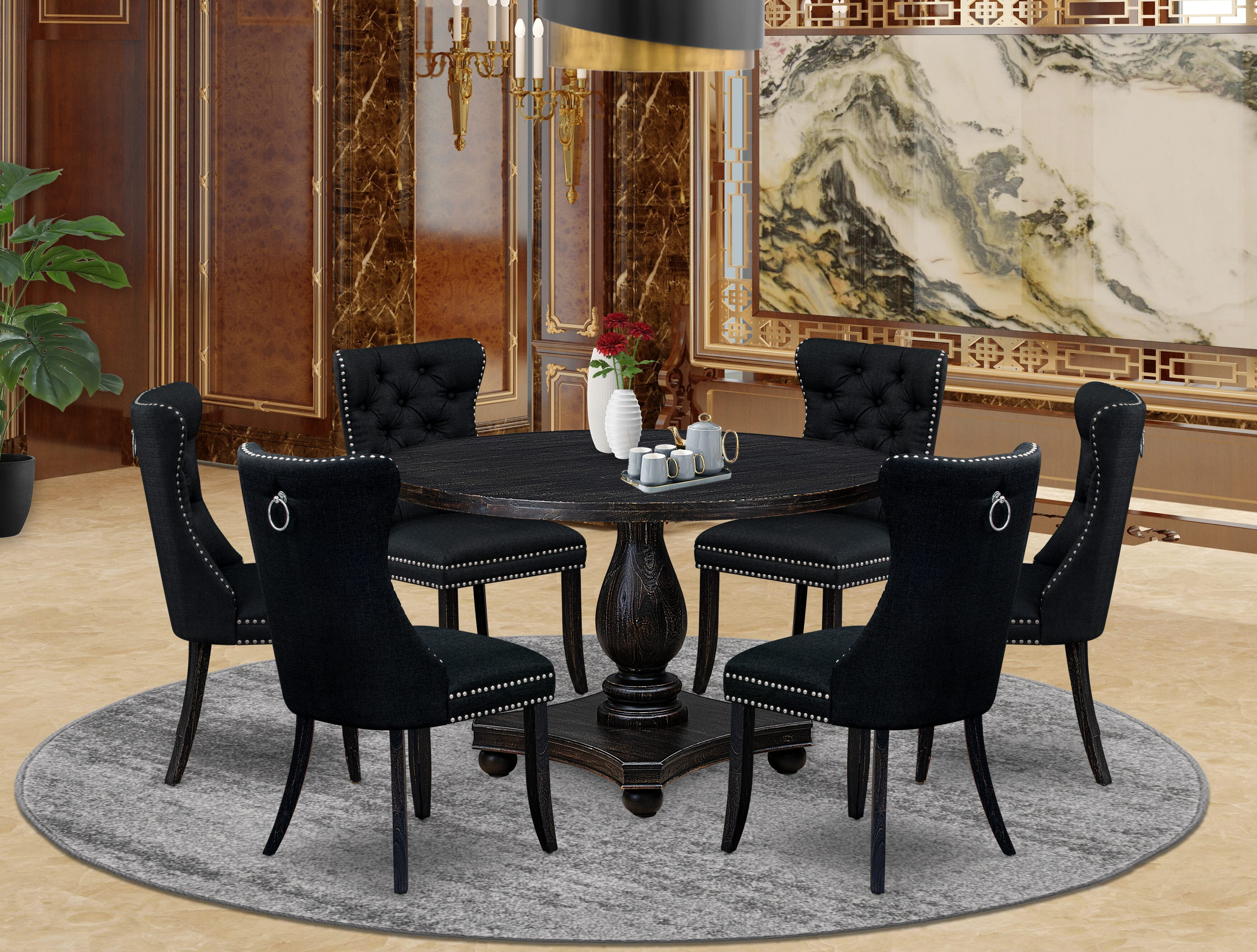 Wildon Home® 7-piece Kitchen Table Set with Polyester Fabric 6 dining ...