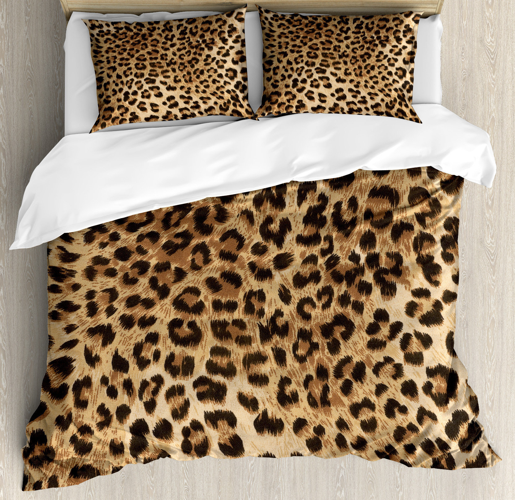 Ambesonne Leopard Print Duvet Cover Set, Wild Animal Skin, Calking ...