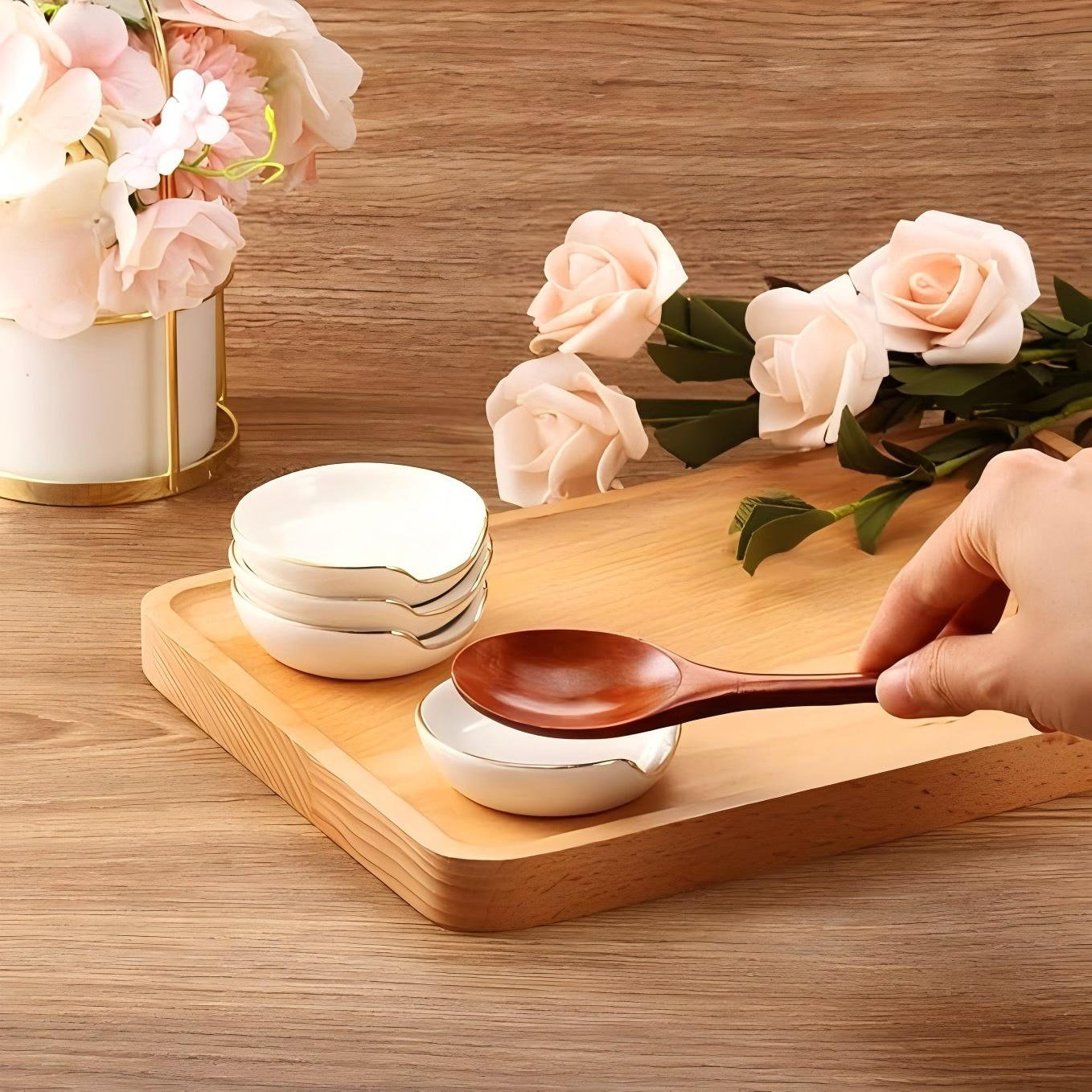 Everly Quinn 8 Pieces 2.7 Inches Mini Ceramic Spoon Rests, Kitchen Gold ...