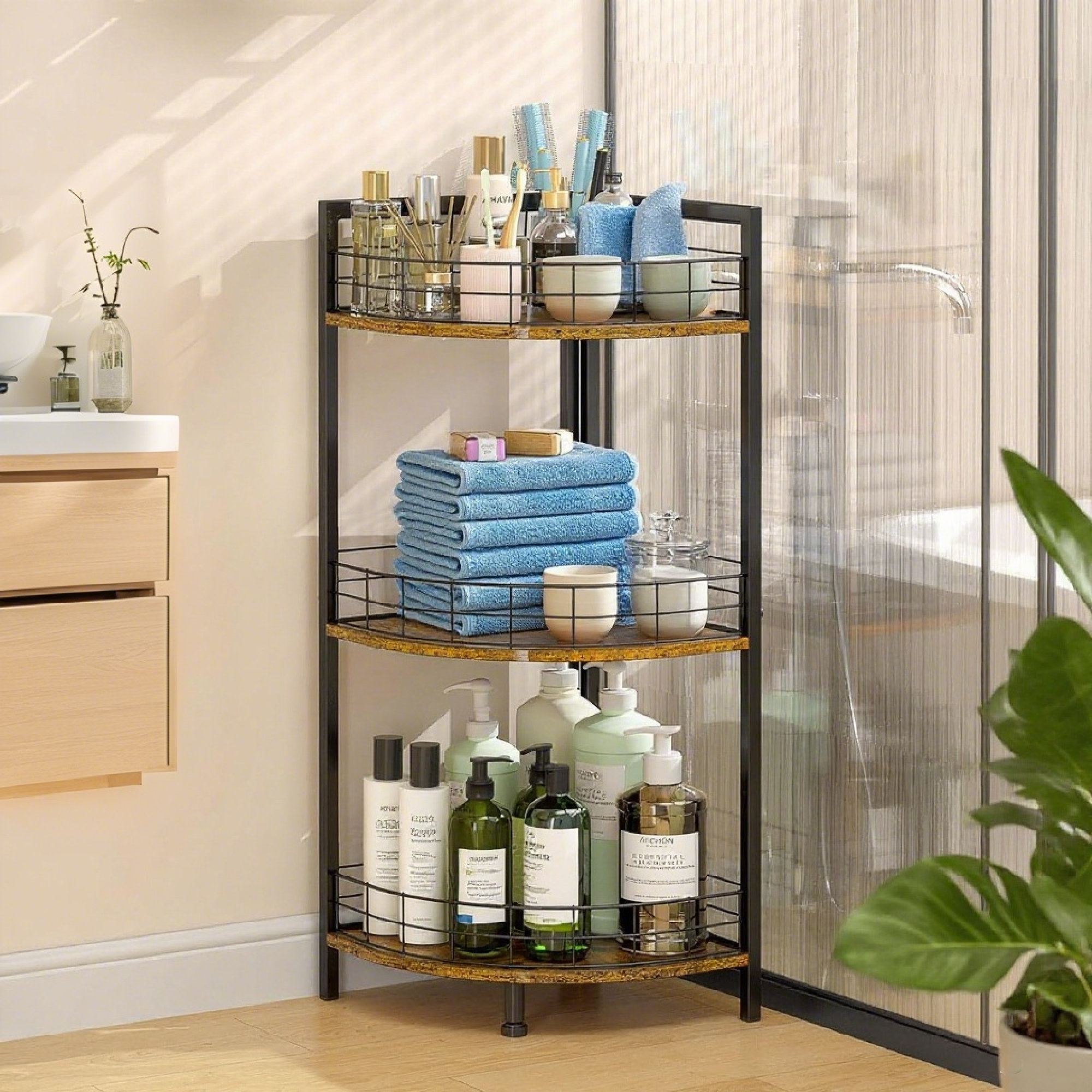 INTEGATOIC LLC Freestanding Bathroom Shelves With Triangular Corner ...