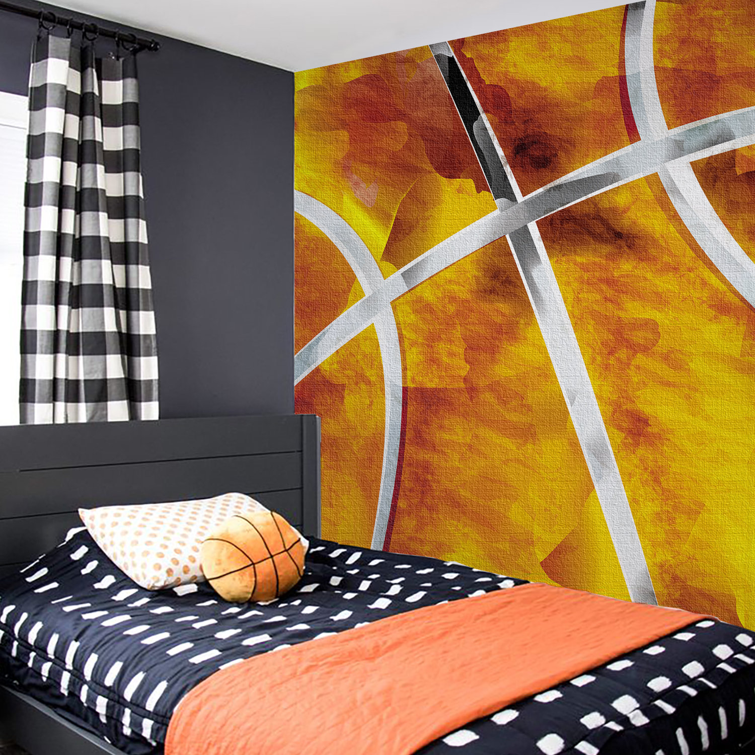 Ivy Bronx Realistic Basketball Wall Mural Sports Non-Wall Damaging Wall ...