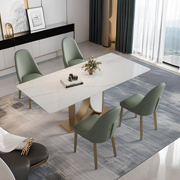 RARLON Light luxury modern rectangular creative dining table+4 dining ...